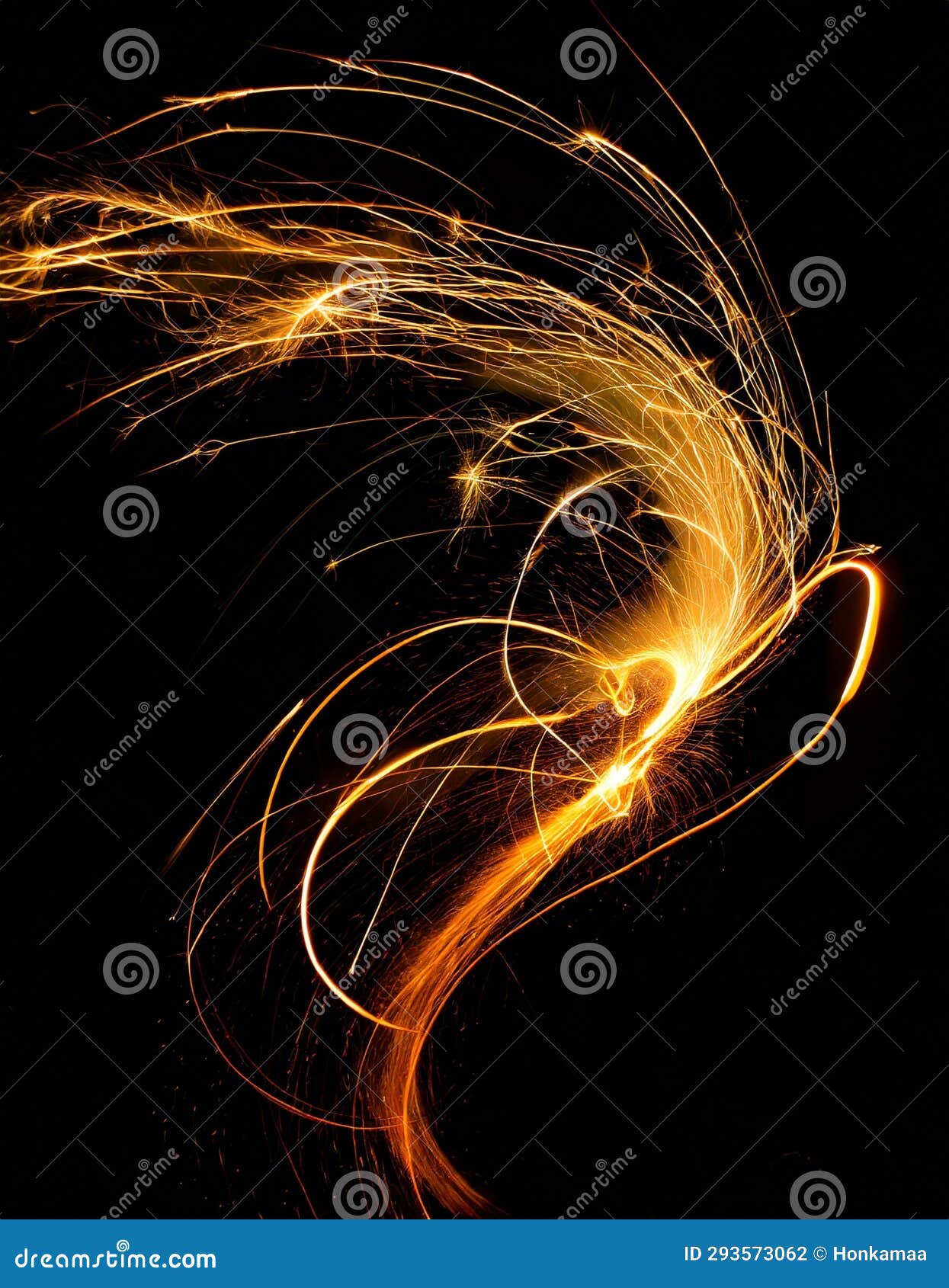 Sparking Fire Twirl at Night Stock Illustration - Illustration of fire ...