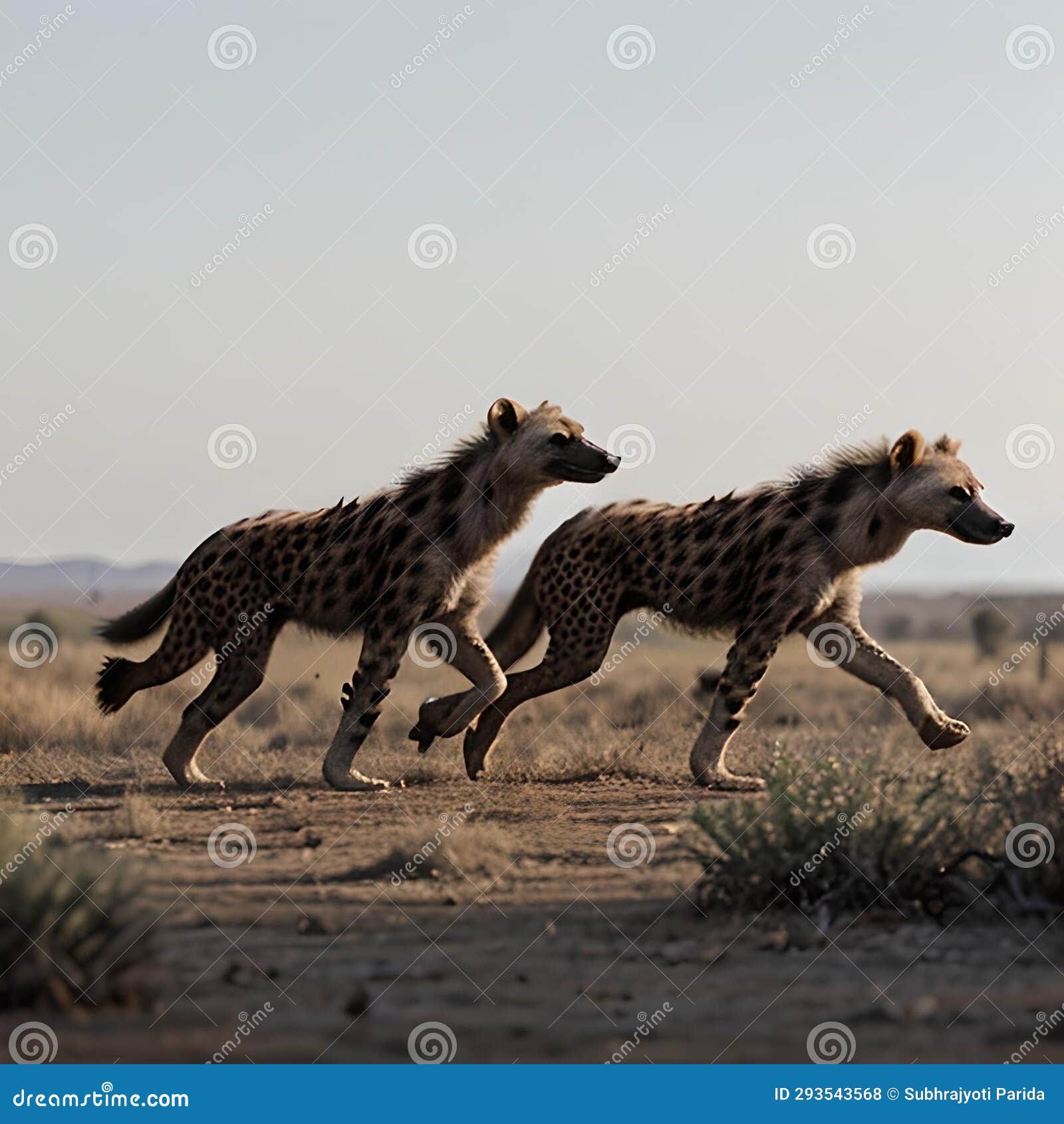 AI Generated Image of Two Hyenas in Running Mode Stock Illustration ...