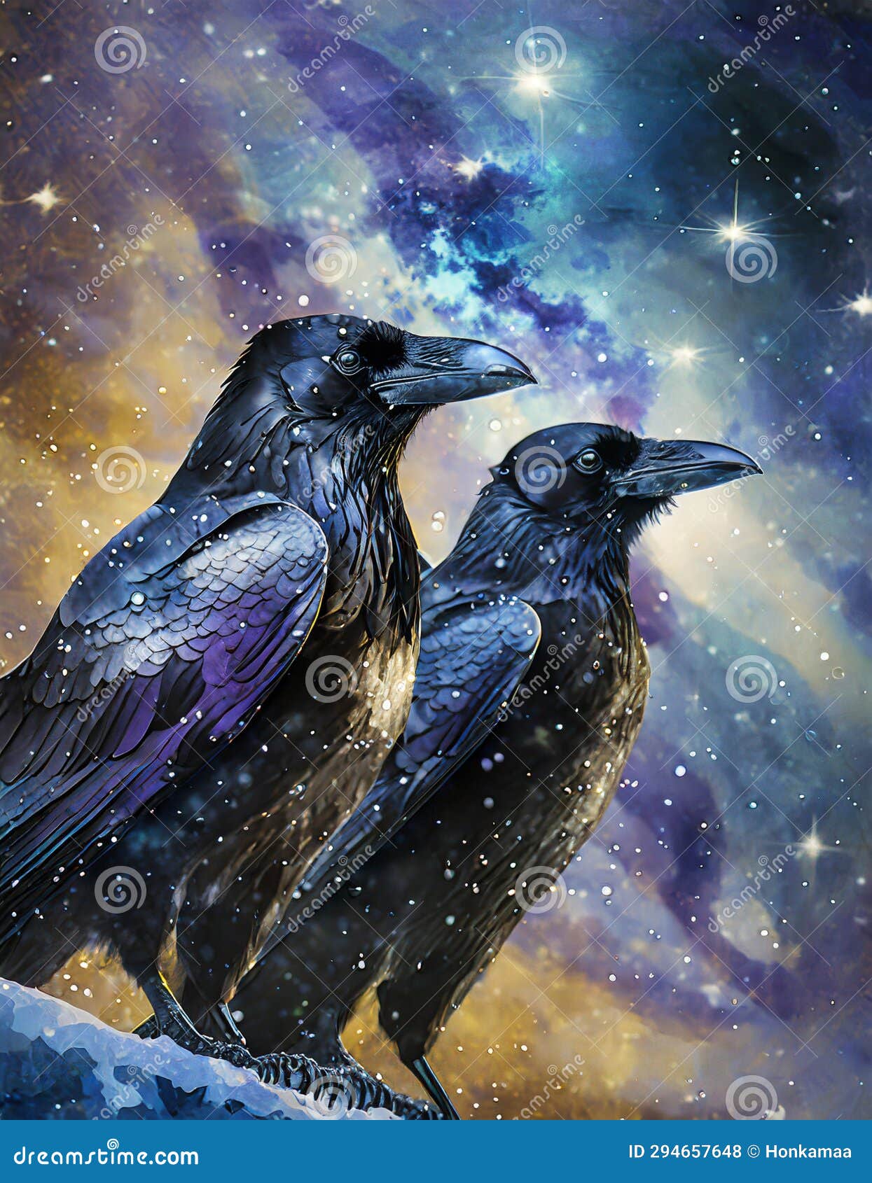 Huginn and Muninn stock illustration. Illustration of sitting - 294657648