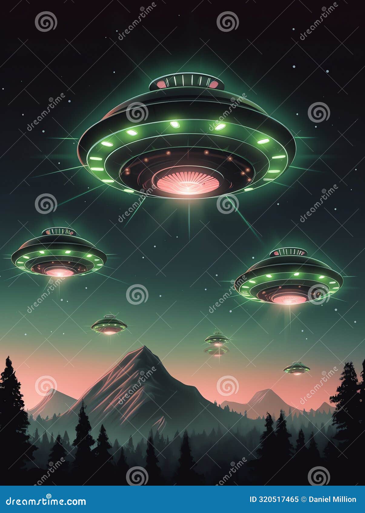 UFOs Performing Synchronized Aerial Maneuvers Sci Fi Illustration for ...