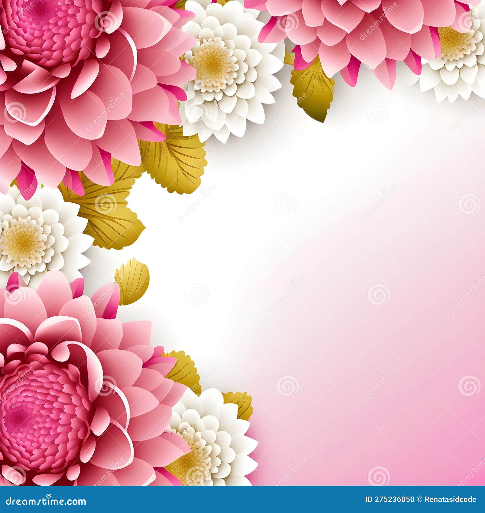 An Empty White Space for Text with Light Pink and White Flowers on a ...