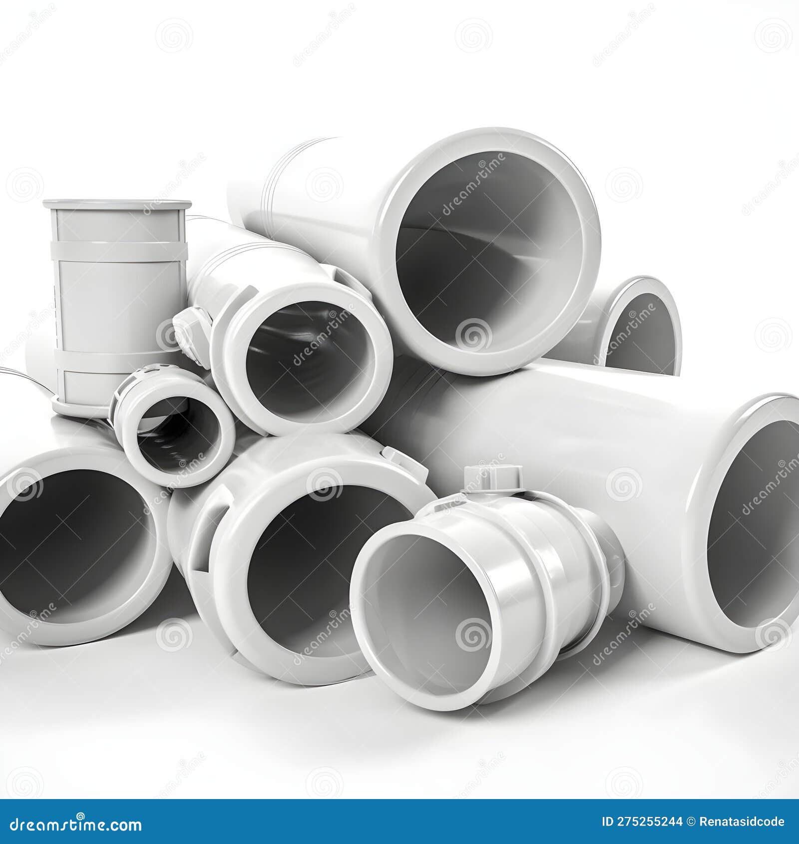 A White Plastic Pipework on a White Background Stock Illustration ...