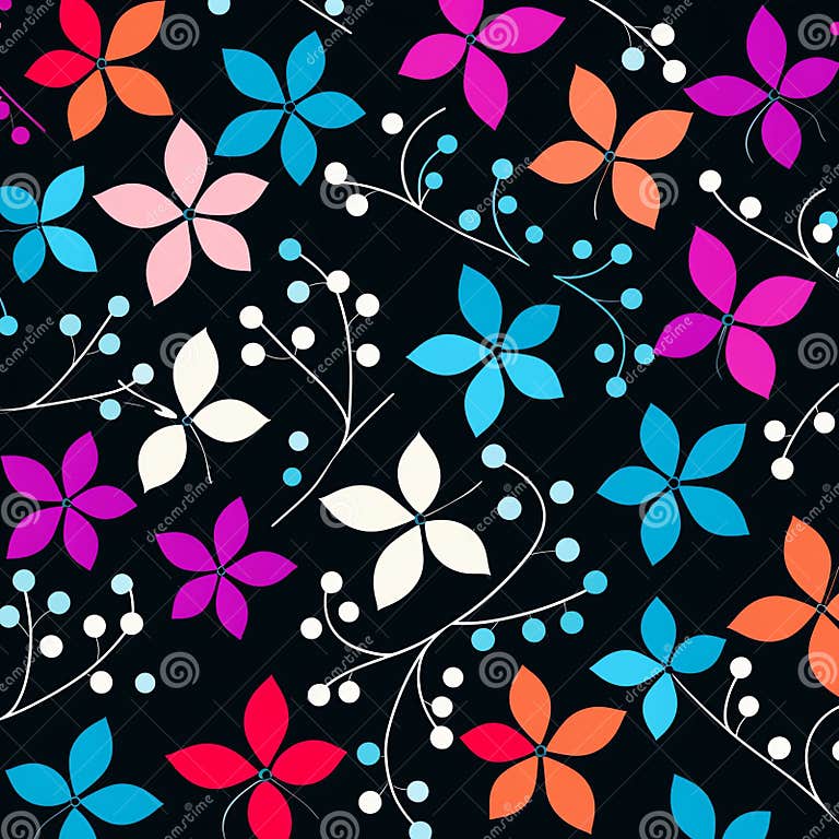 Vibrant Retro Vines Flowers Background Pattern Wallpaper Vector Old ...