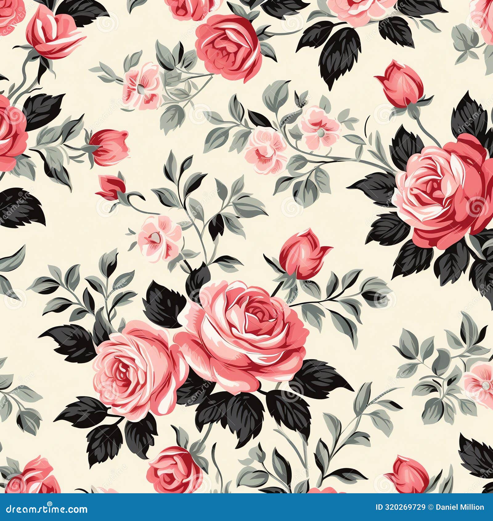 Victorian Roses Flowers Background Pattern Wallpaper Vector Stock ...