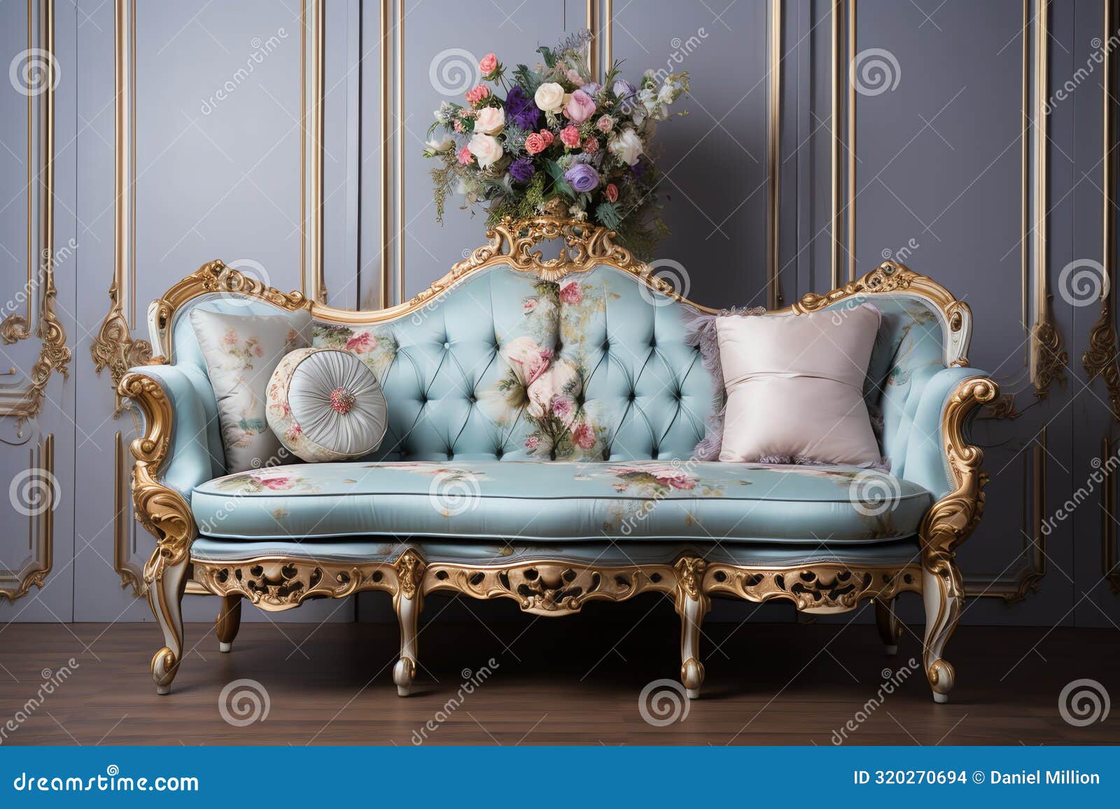 Victorian Royal Cottagecore Sofa Stock Illustration - Illustration of ...