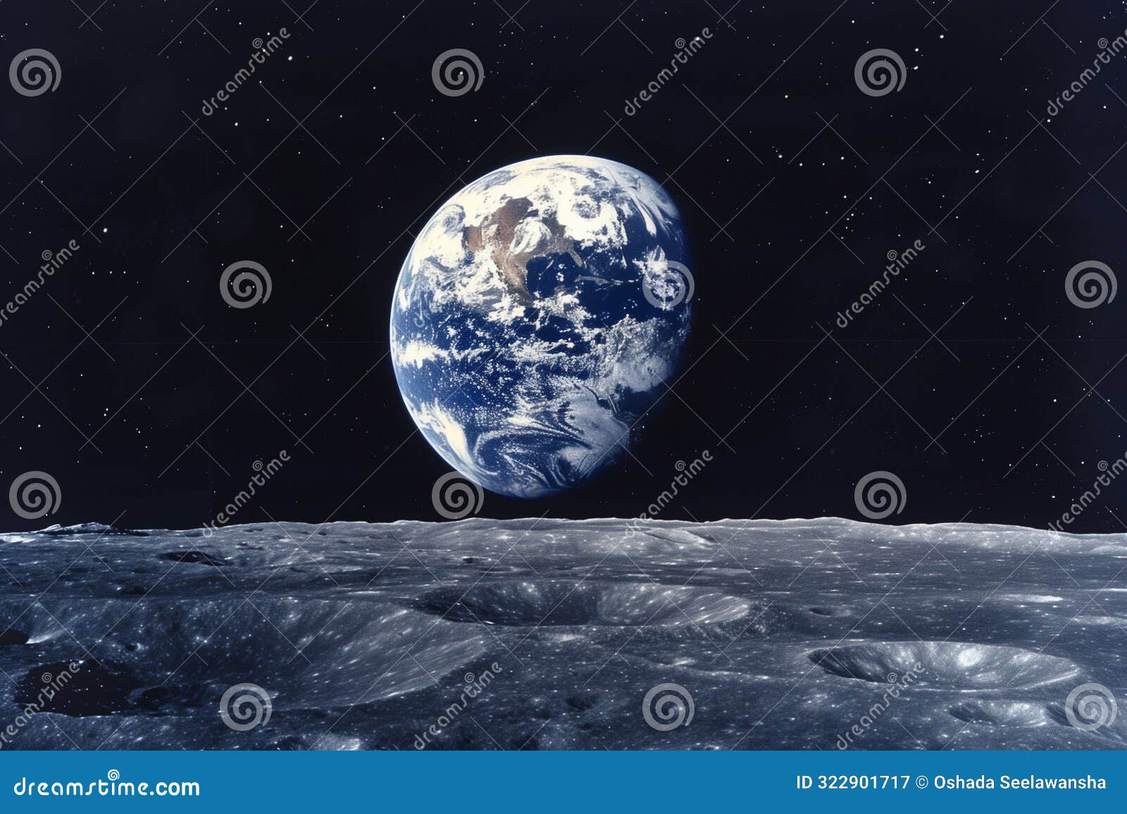 View of Moon Limb with Earth Rising on the Horizon, Views of Earth from ...