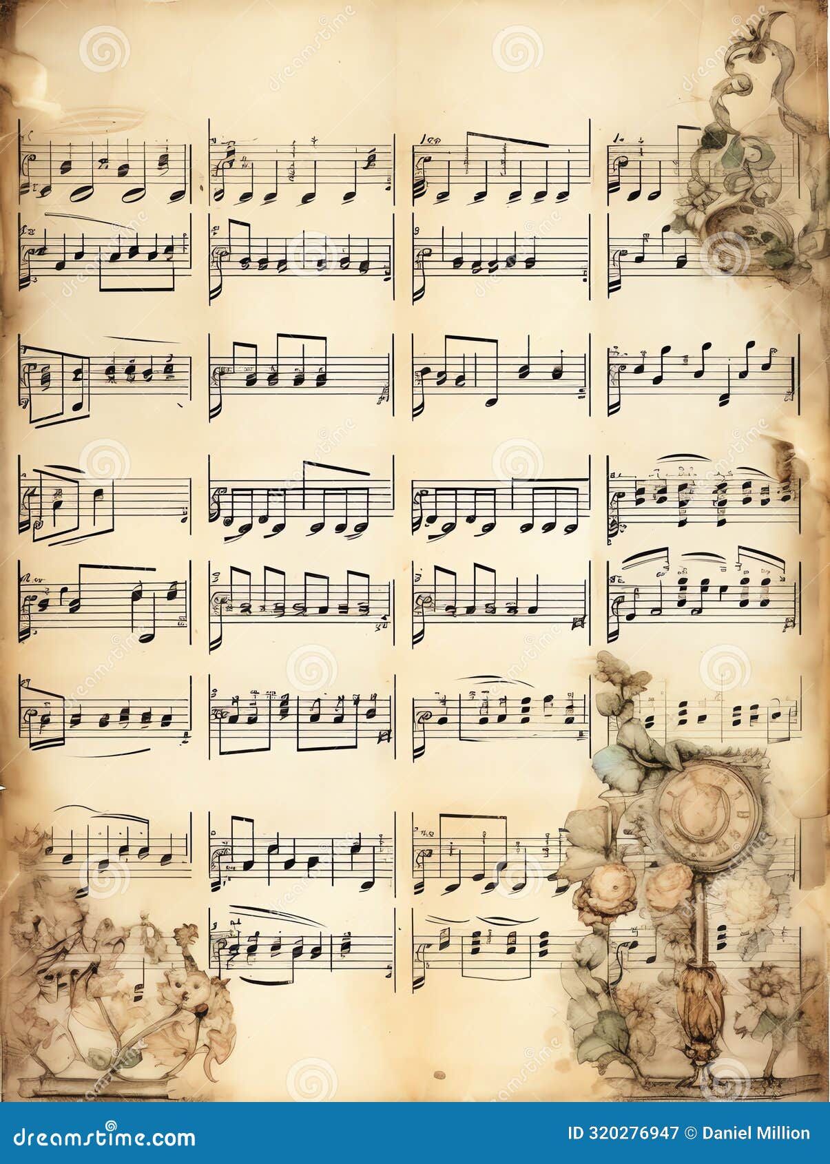 Vintage Sheet Music Borders Background Crafting Scrapbooking, Design ...