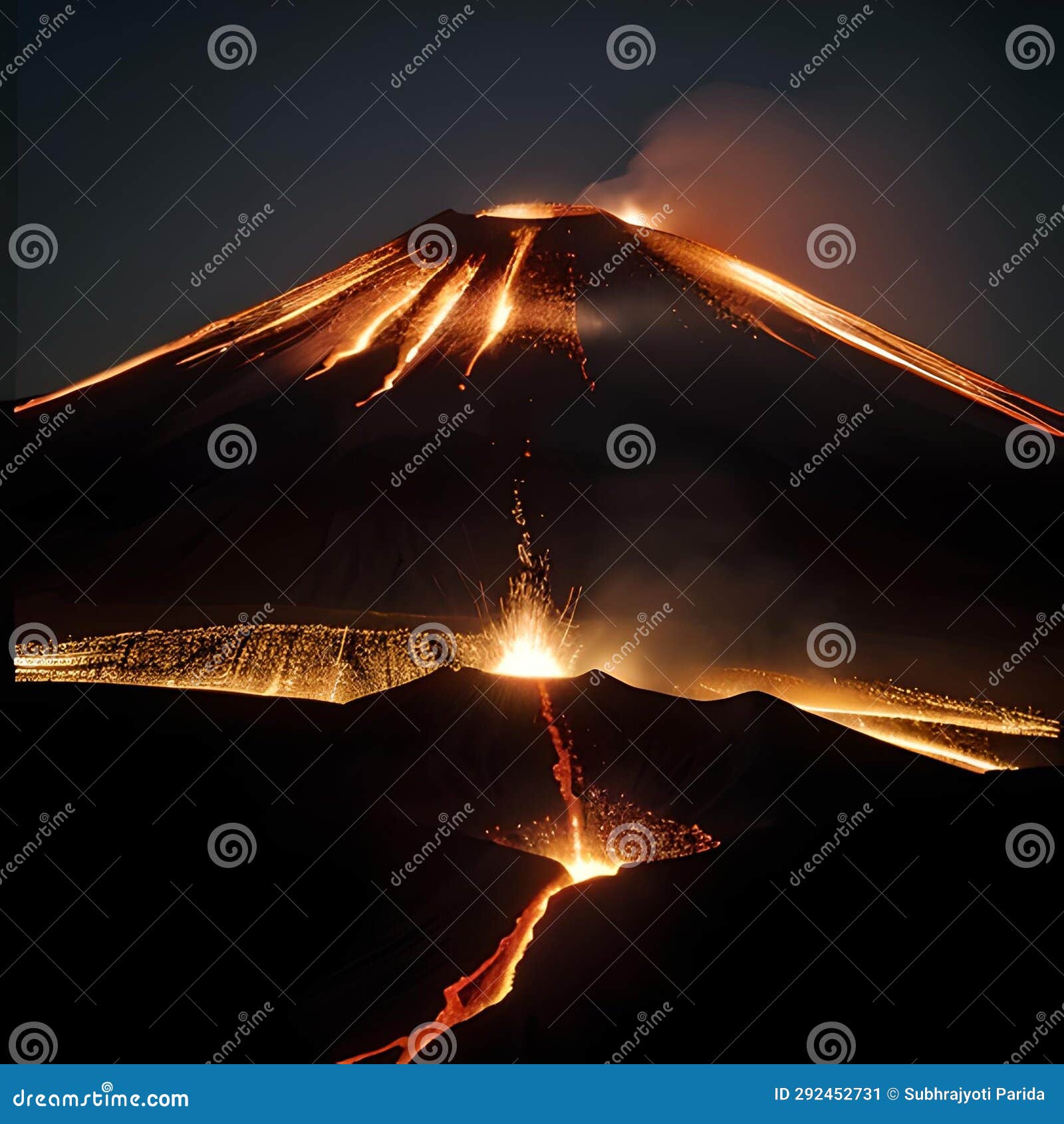 AI Generated Image of Volcanic Lava Erupting from the Craters of a ...