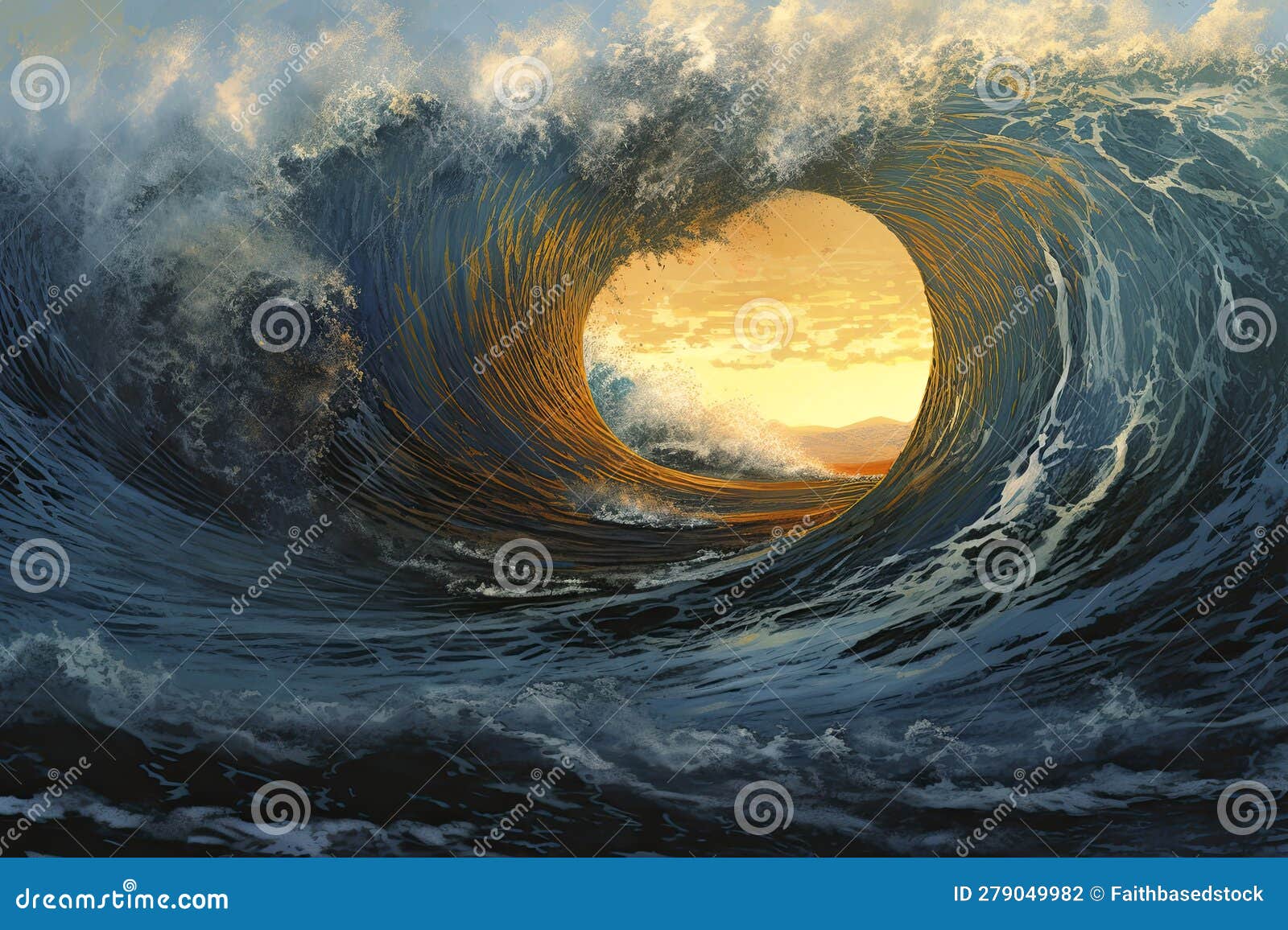 Biblical Scene. Moses Parting the Red Sea Stock Illustration ...