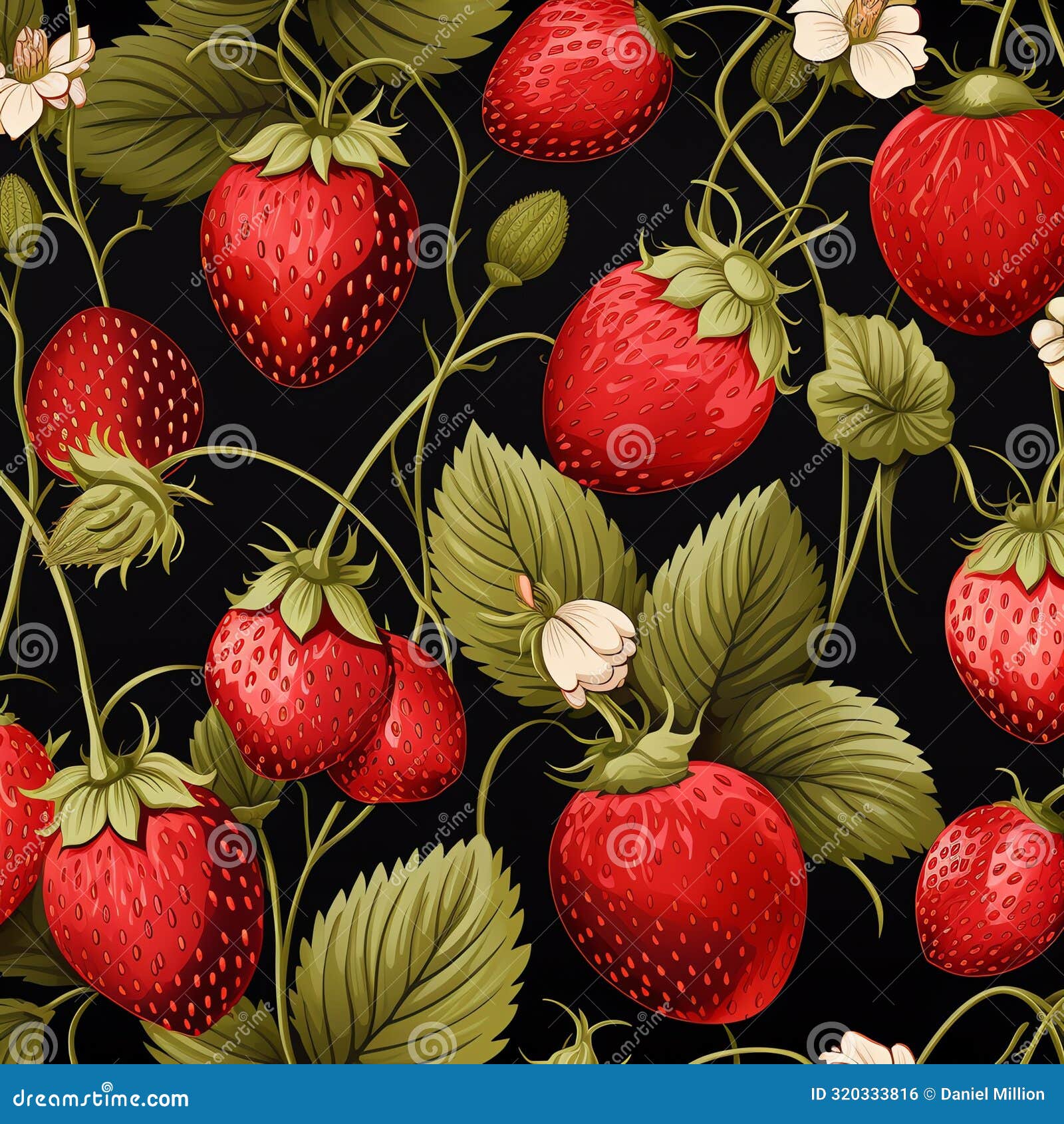 Wild Strawberry Pattern Background, Design Seamless Pattern, for ...