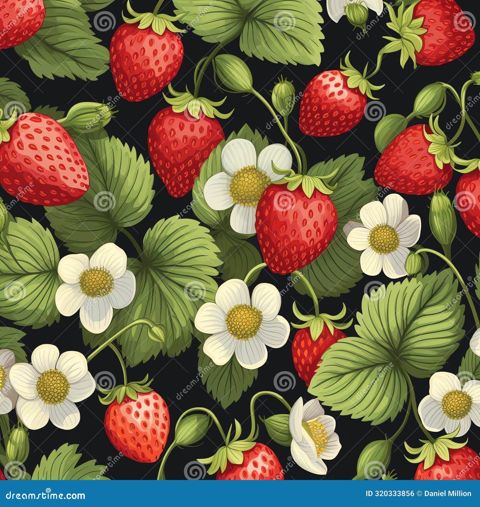 Wild Strawberry Pattern Background, Design Seamless Pattern, for ...