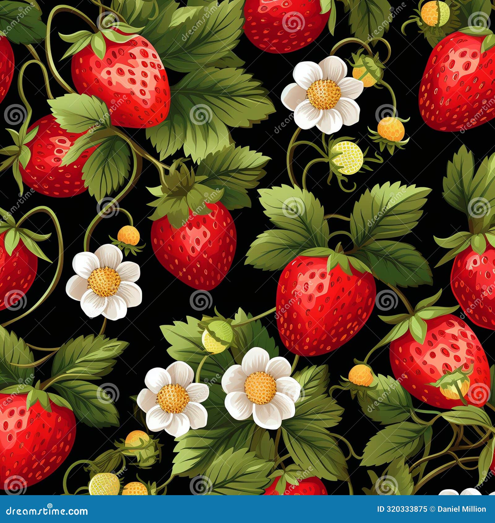 Wild Strawberry Pattern Background, Design Seamless Pattern, for ...