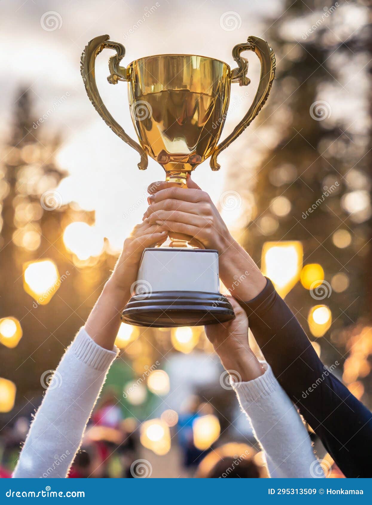 The Winners Raise the Trophy Stock Illustration - Illustration of award ...