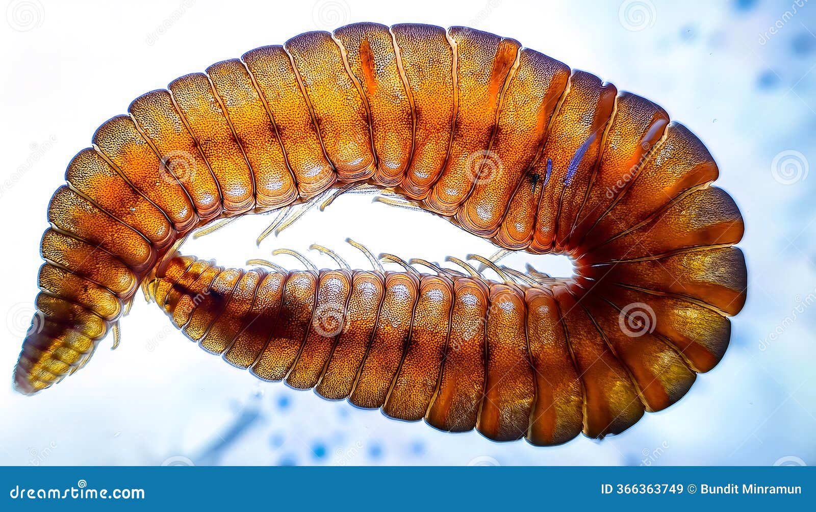 Worm Under A Microscope, Phylum Annelida Isolated On Black Background ...