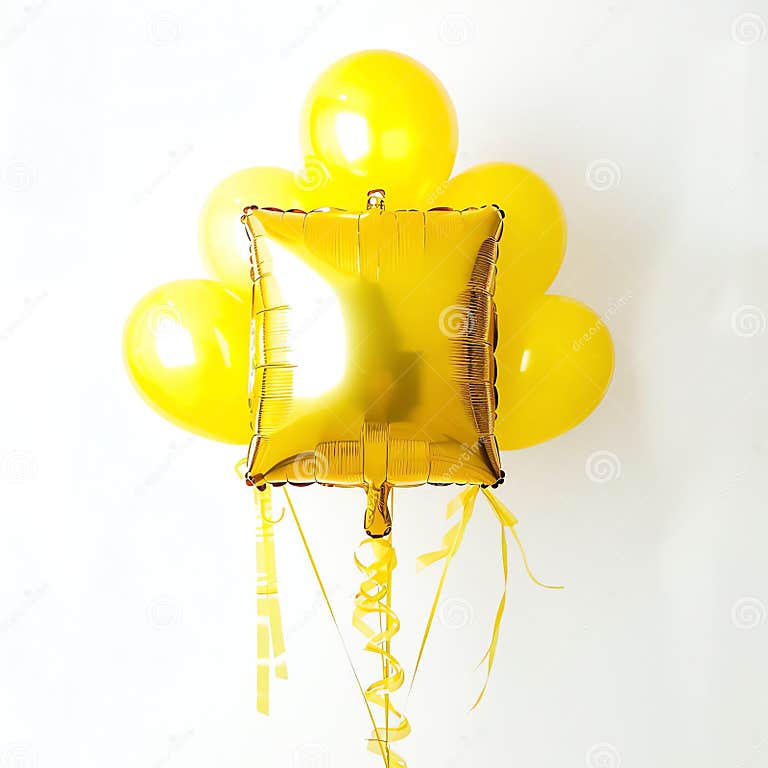 Yellow Rectangular Shaped Foil Balloon Stock Illustration ...