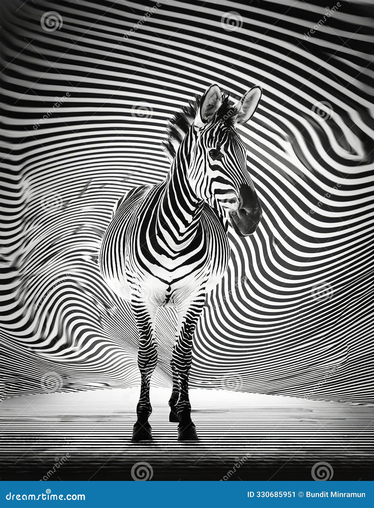 Zebra Standing Against a Mesmerizing Backdrop of Alternating Black and ...