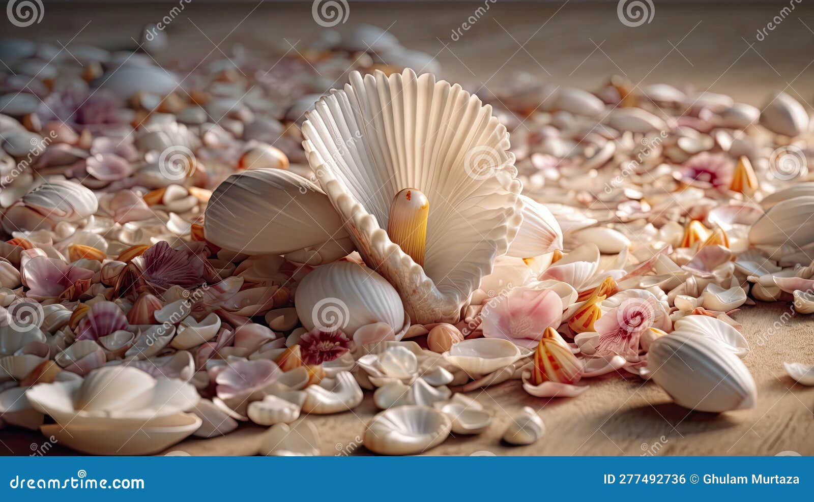 Sea Shells on the Beach Ai Generative Stock Illustration - Illustration ...