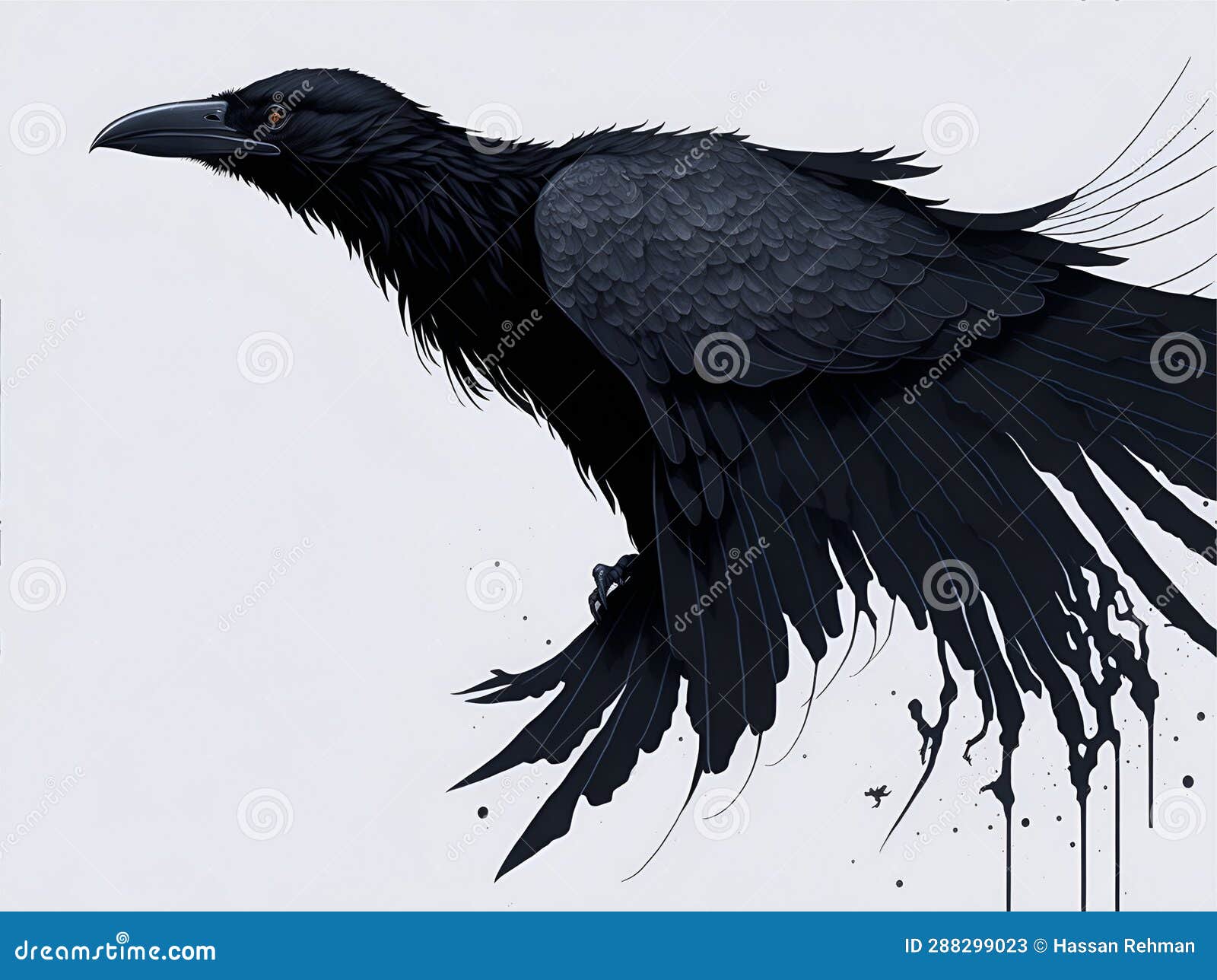 Ink Drawing of a Raven. Ai Generated Stock Illustration - Illustration ...