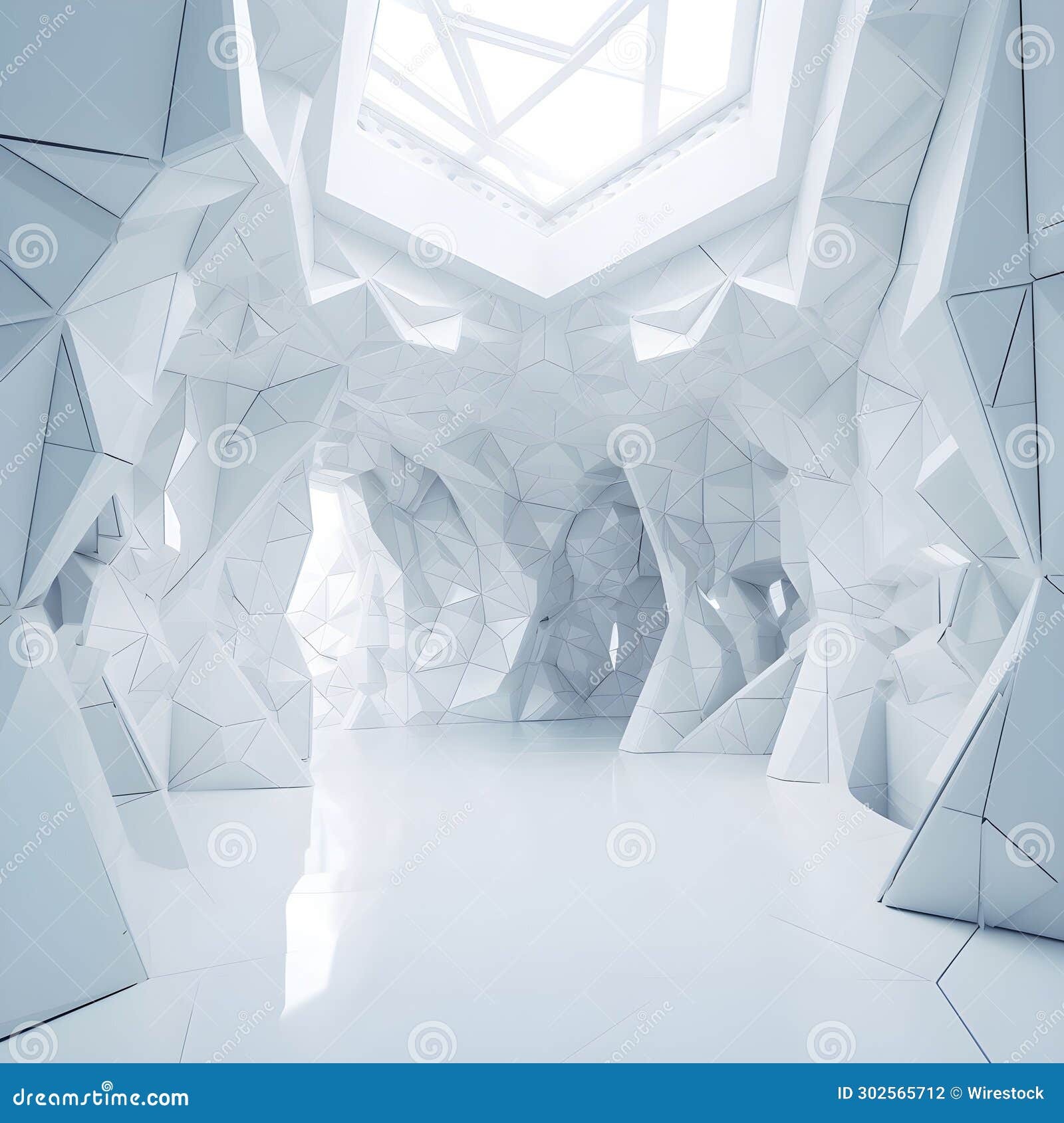 AI Generated Interior Space Featuring White Triangular-shaped Room ...