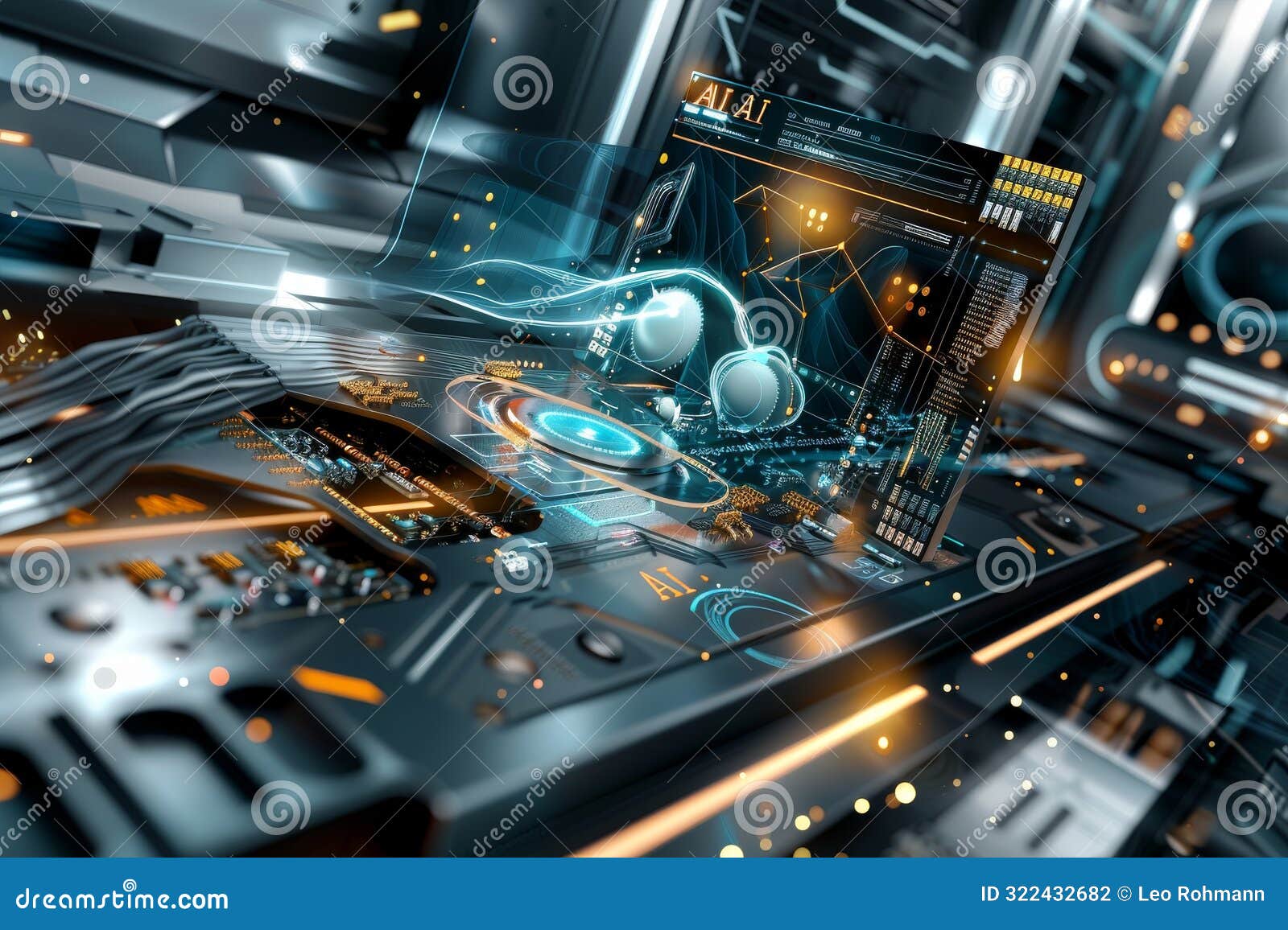 Intricate AI Circuits on a Motherboard, Illustrating the Complexity of ...
