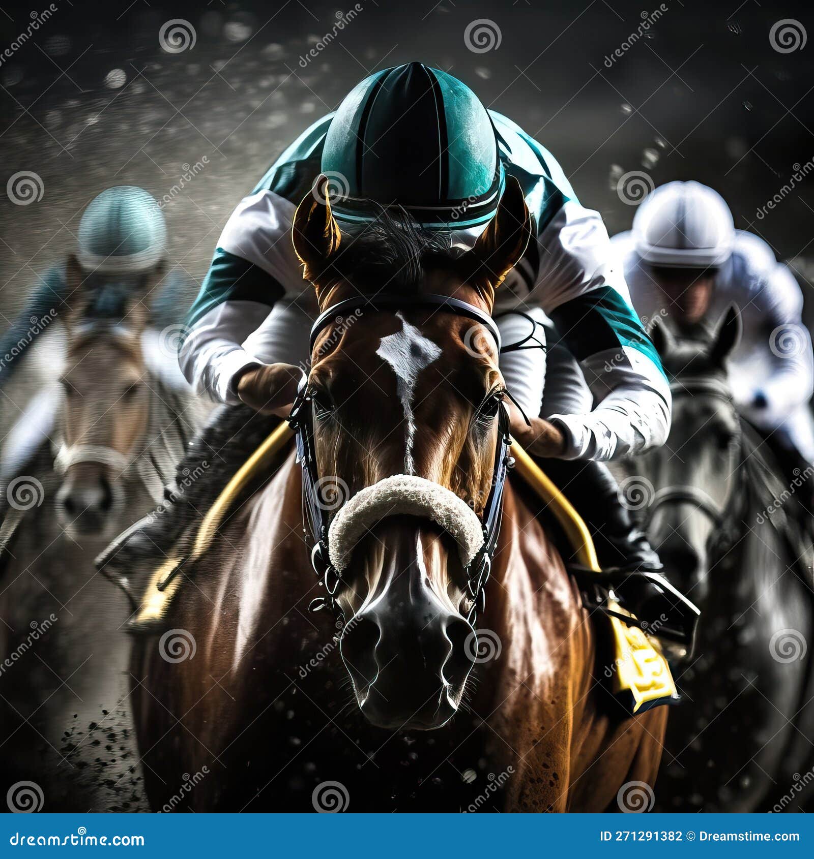 AI Generated Jockey Riding a Horse on a Racecourse Stock Photo - Image ...