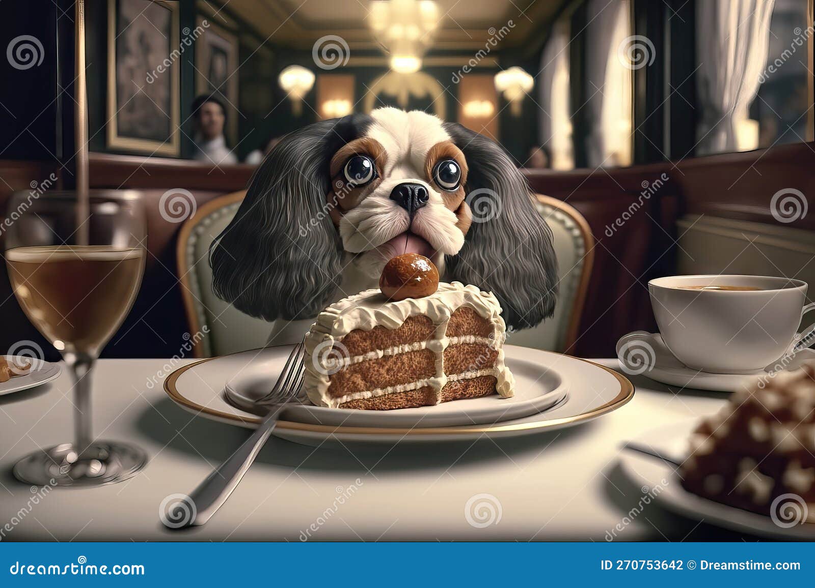 AI Generated King Charles Spaniel in Dog Friendly Restaurant Stock ...