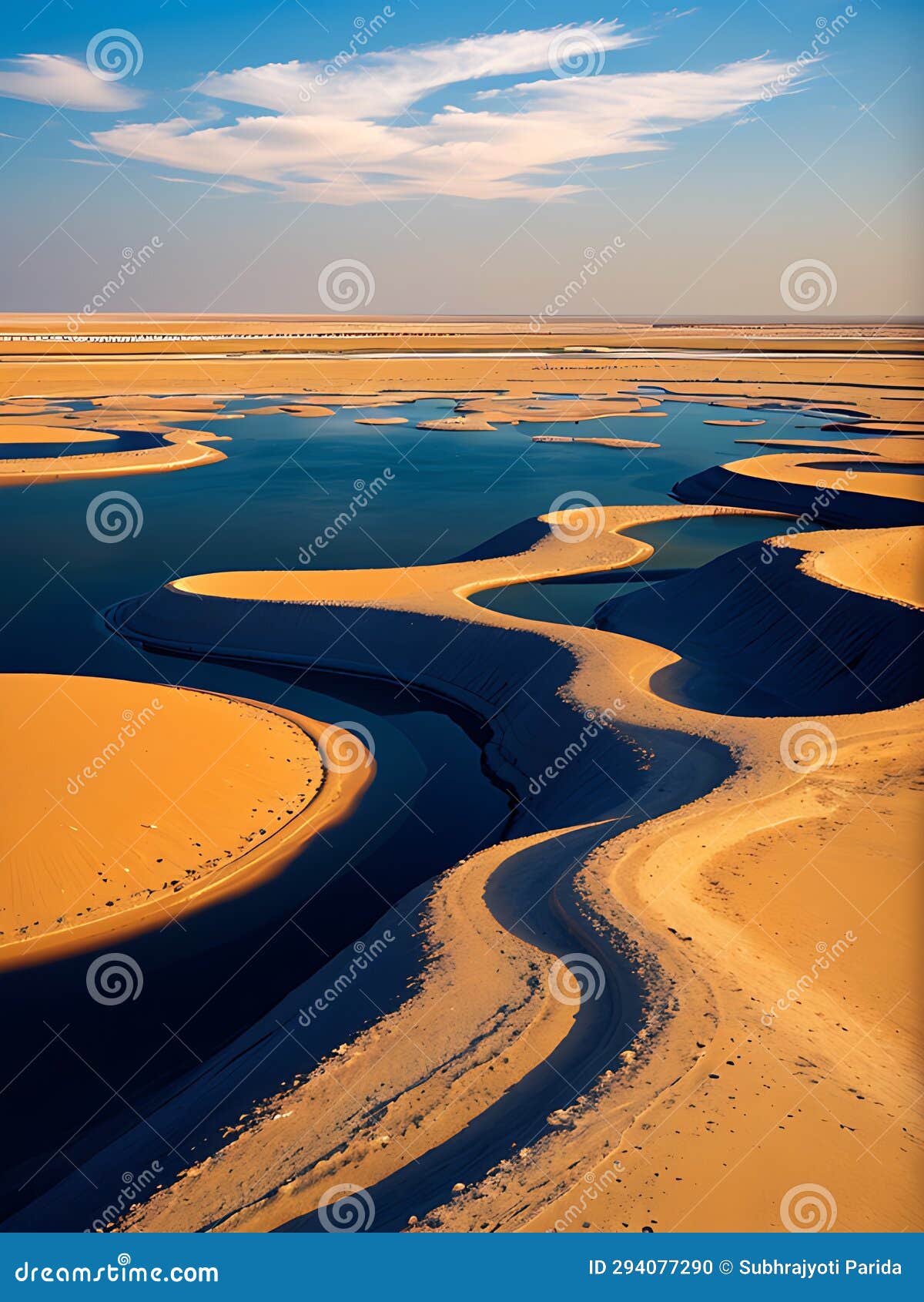 AI Generated Landscape Consisting of Sandy Deserts Alongside Water ...