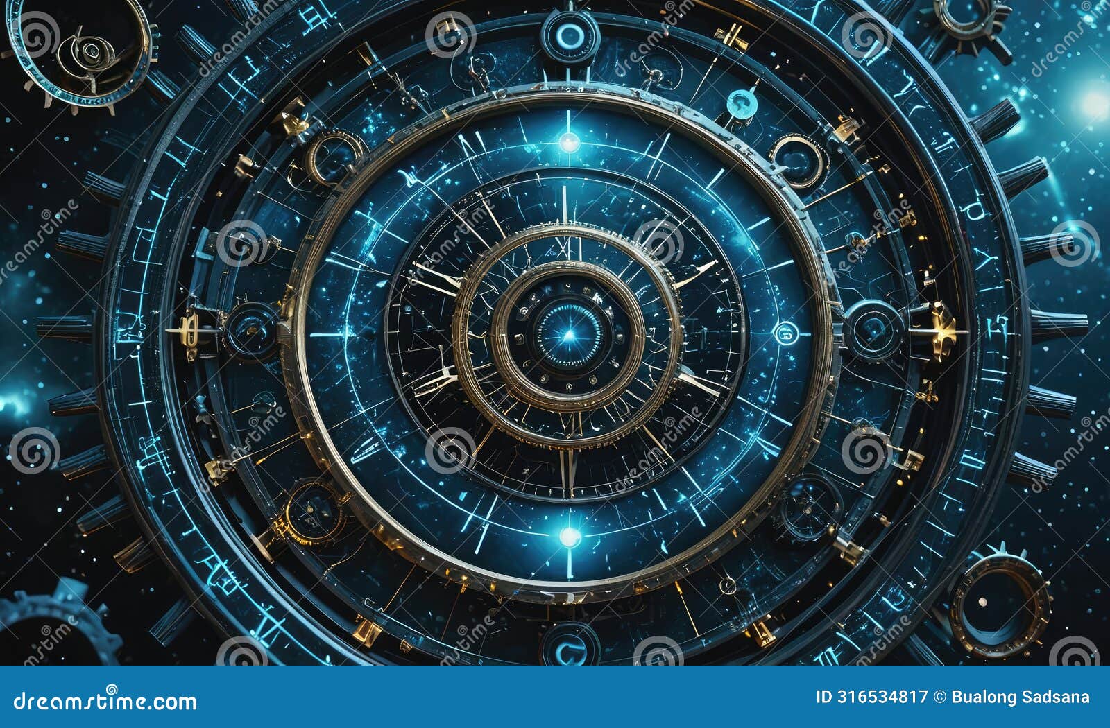 A Blue Circle with a Lot of Numbers on it. Stock Illustration ...