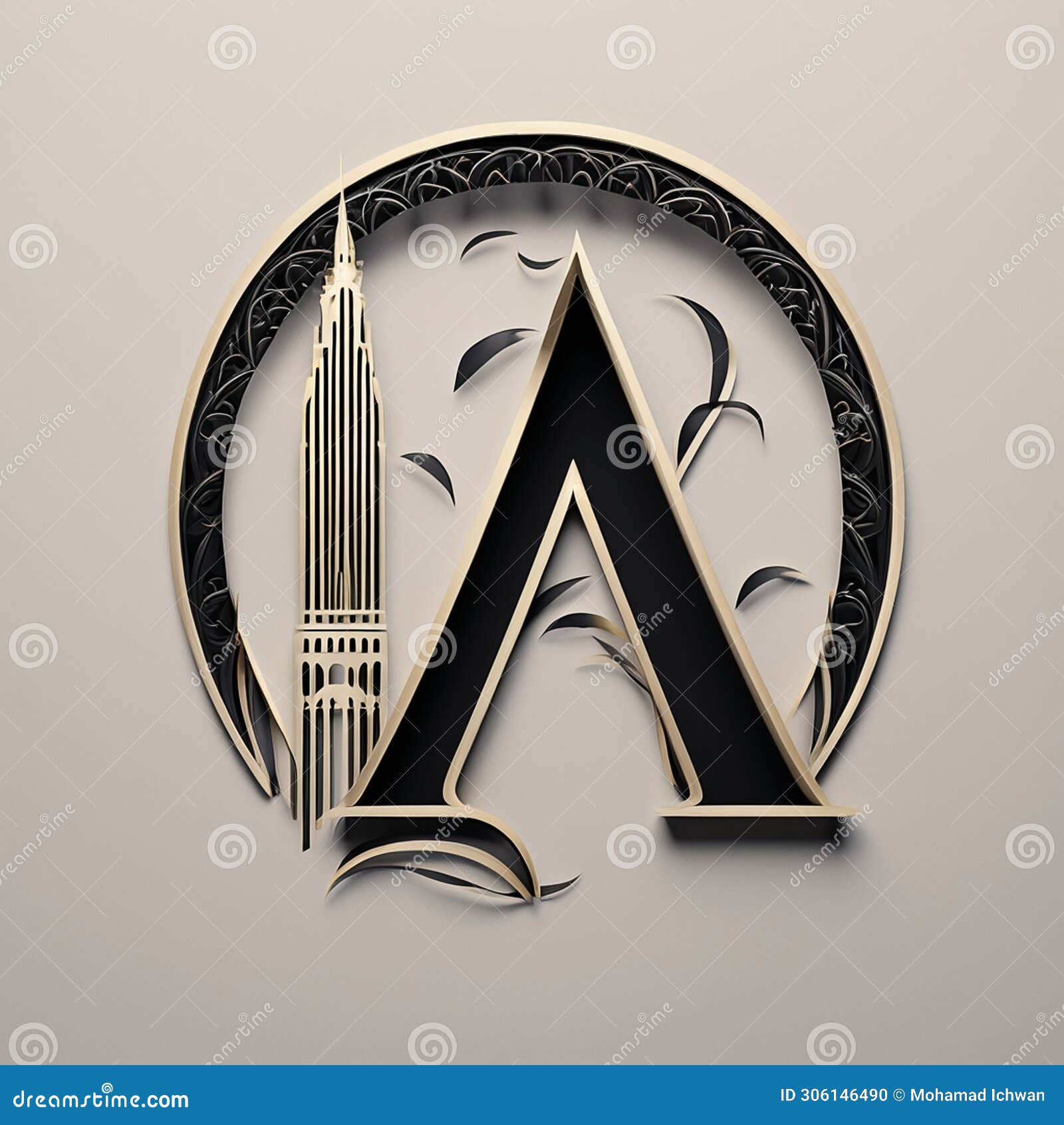 AI-Generated Image, Art Deco Elegance: Architectural Monogram Stock ...