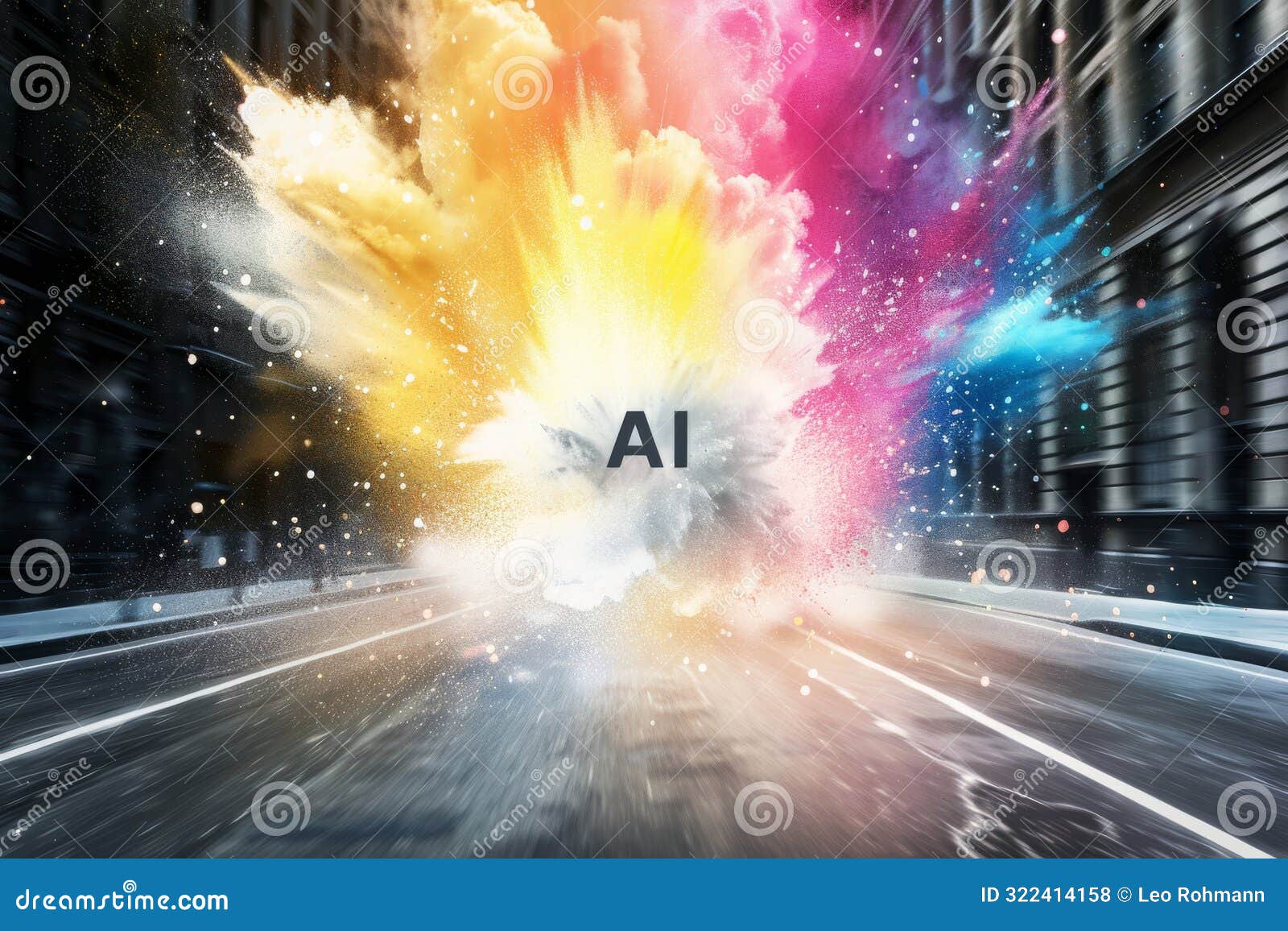 AI Letters with Colorful Explosion, Digital Art, Technology Innovation ...