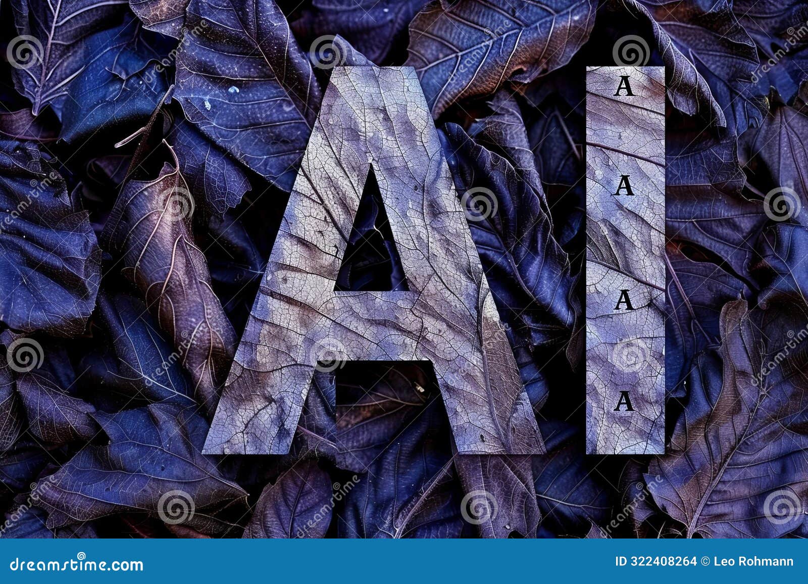 AI Letters with Leaves Texture, Digital Art, Technology Innovation ...