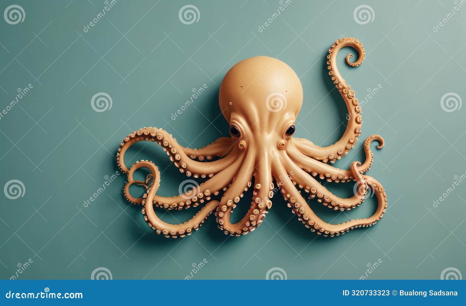 A Close Up of an Octopus on a Blue Background. Stock Illustration ...