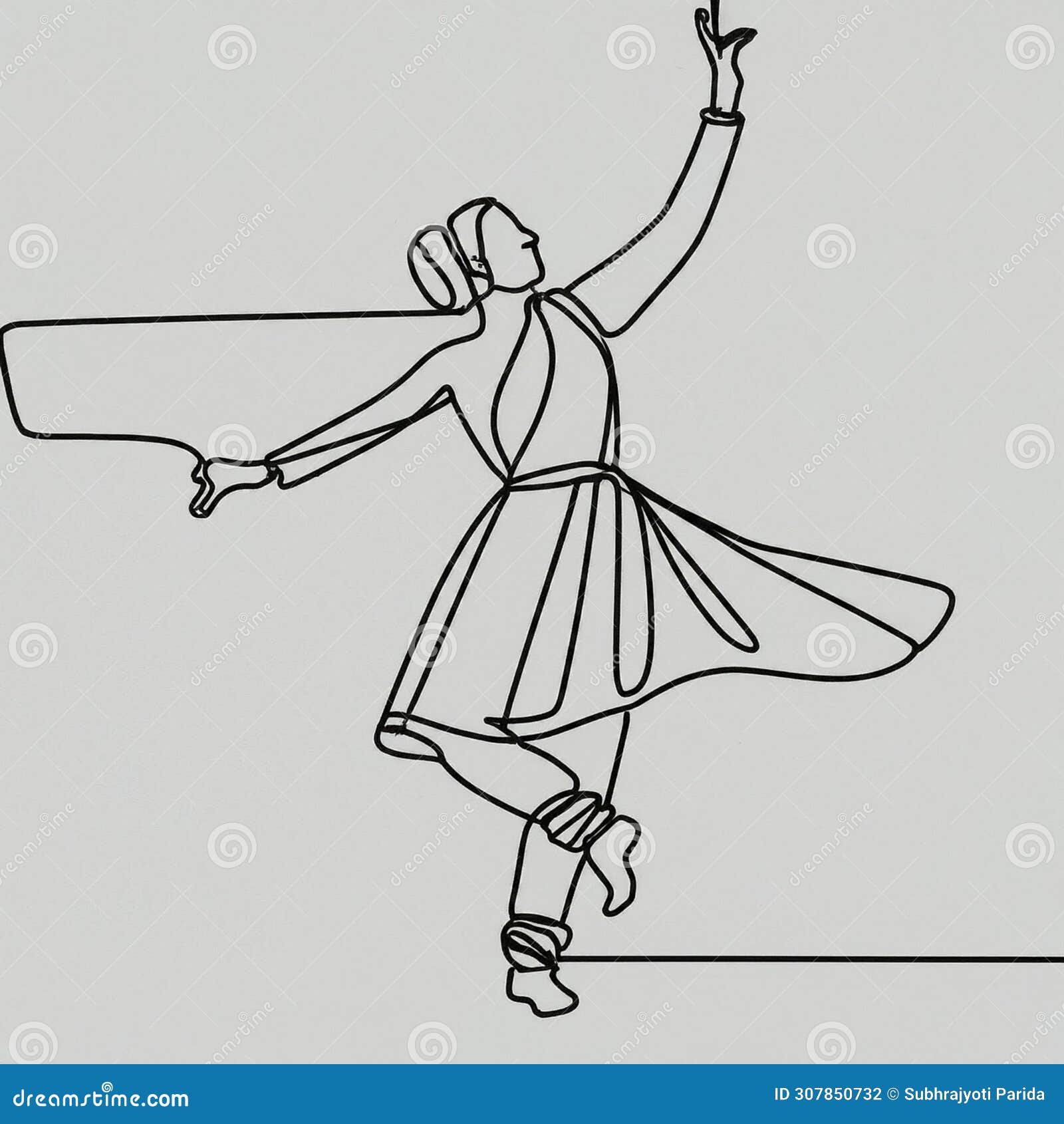 AI Generated Line Drawing Of A Classical Kathak Dancer In An Unique ...