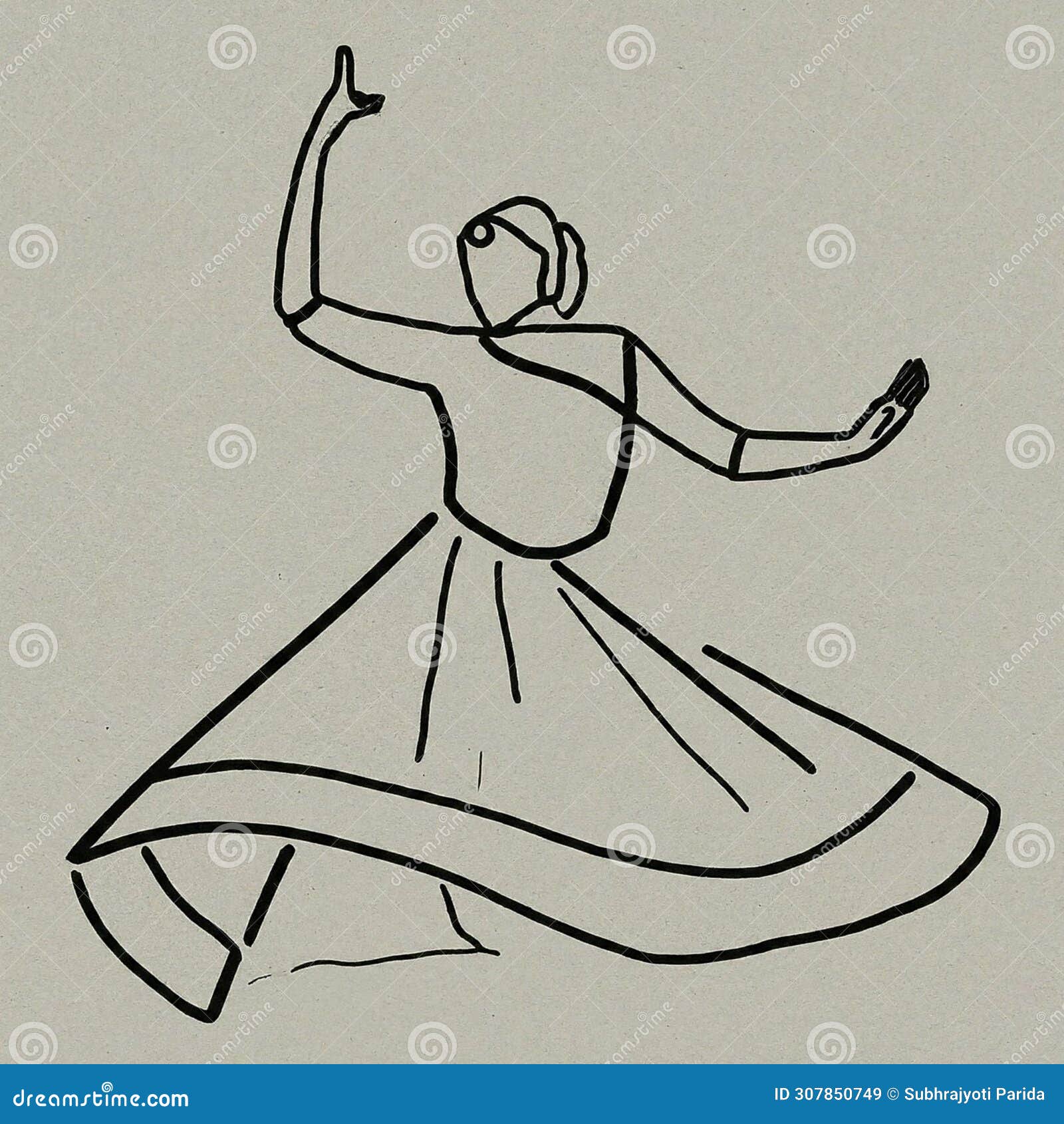 AI Generated Line Drawing Of A Classical Kathak Dancer In An Unique ...