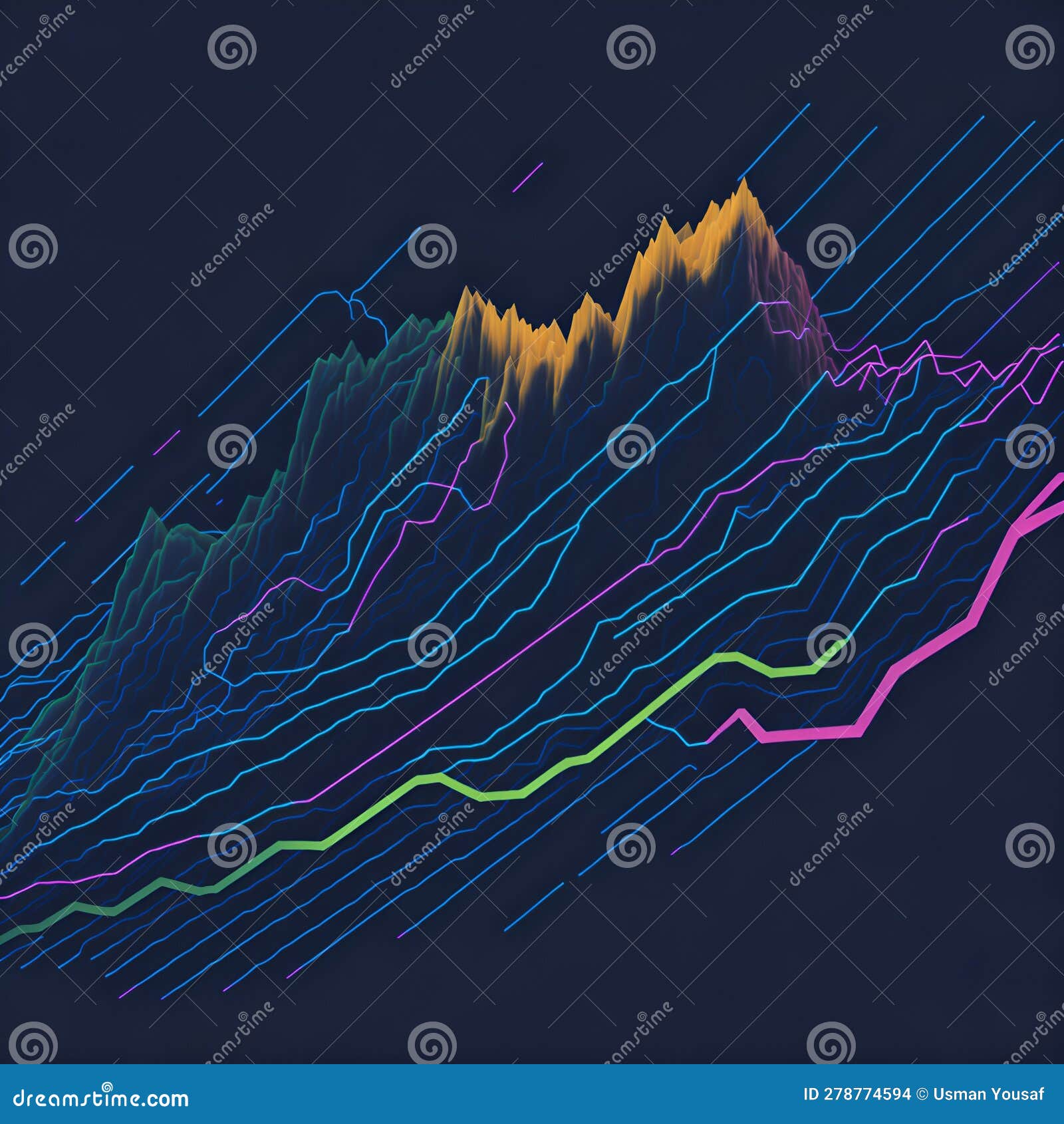Ai Generated a Line Graph with a Mountain in the Background Stock ...