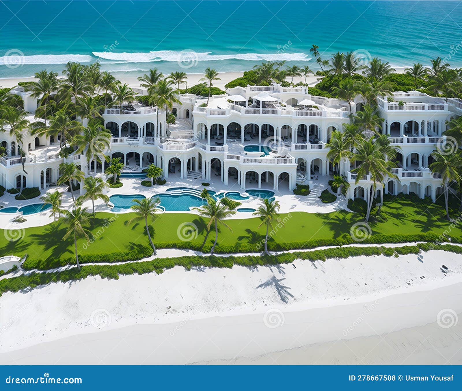 Ai Generated Luxurious Beachfront Mansion Captured from a Bird S Eye ...