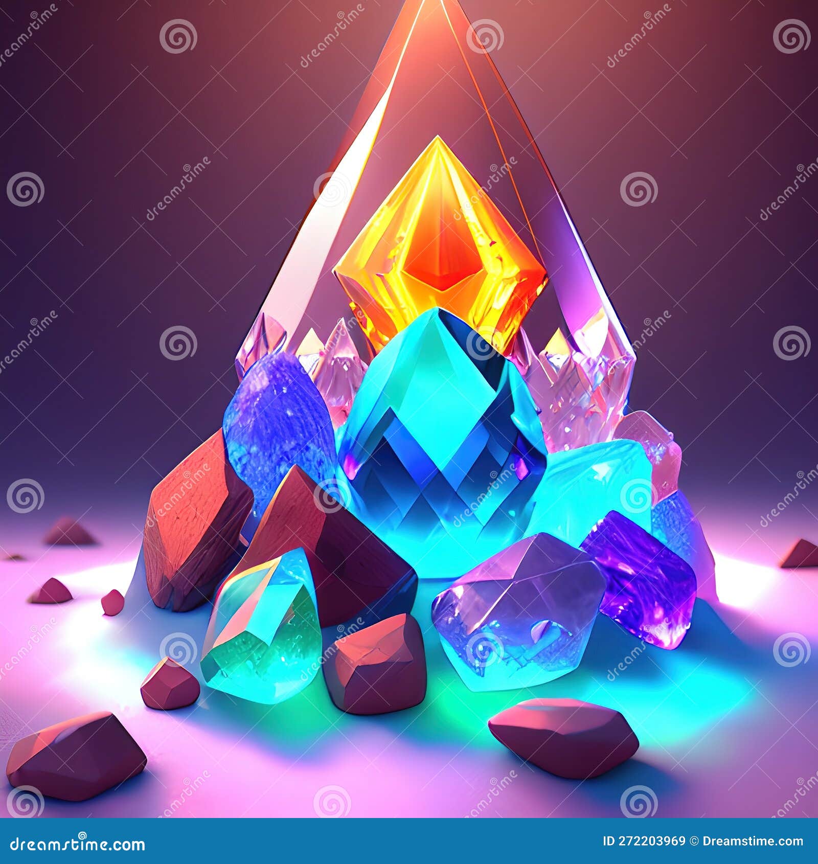 Magic Crystal Light and Gem Stones Ai Generated Stock Illustration ...