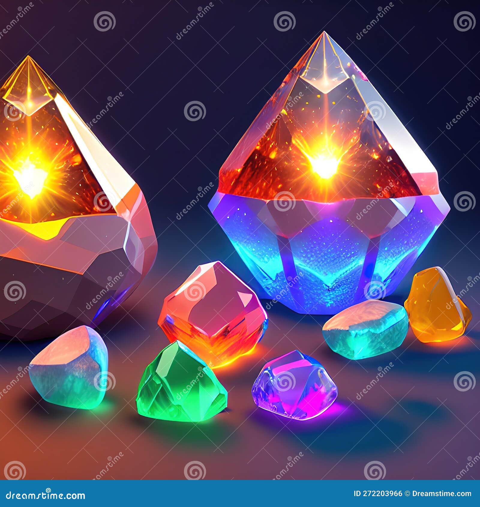 Magic Crystal Light and Gem Stones Ai Generated Stock Illustration ...
