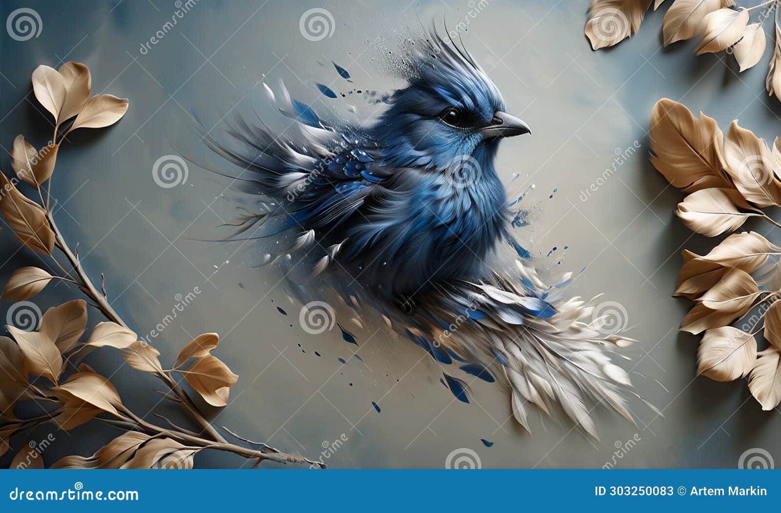 AI Generated a Magical Blue Bird with Bright Feathers Stock ...