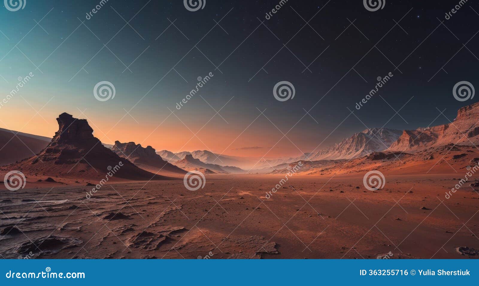 Mars Planet Surface View with Atmospheric Glow and Dark Background ...