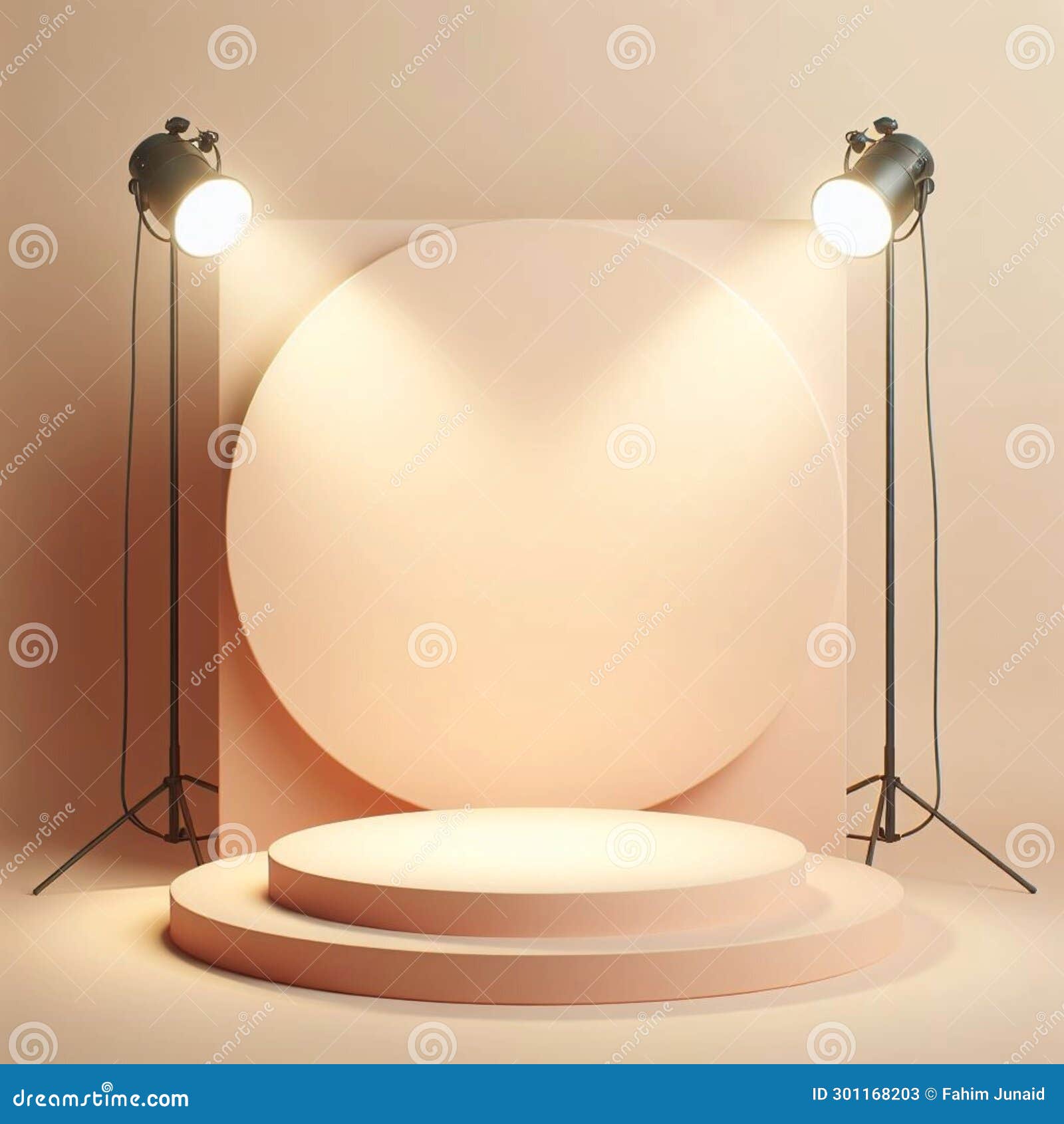 Serenely Lit Showcase: Pastel Beige Studio Backdrop Stock Illustration ...