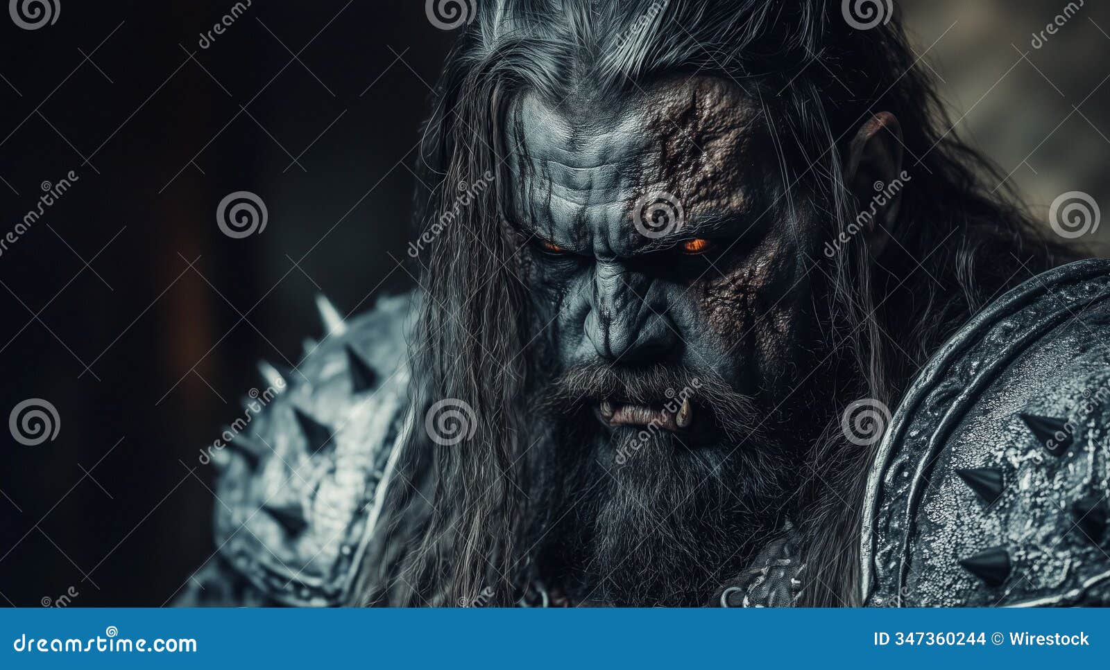 AI-generated Menacing Orc Warrior With Scars And Glowing Eyes Stock ...