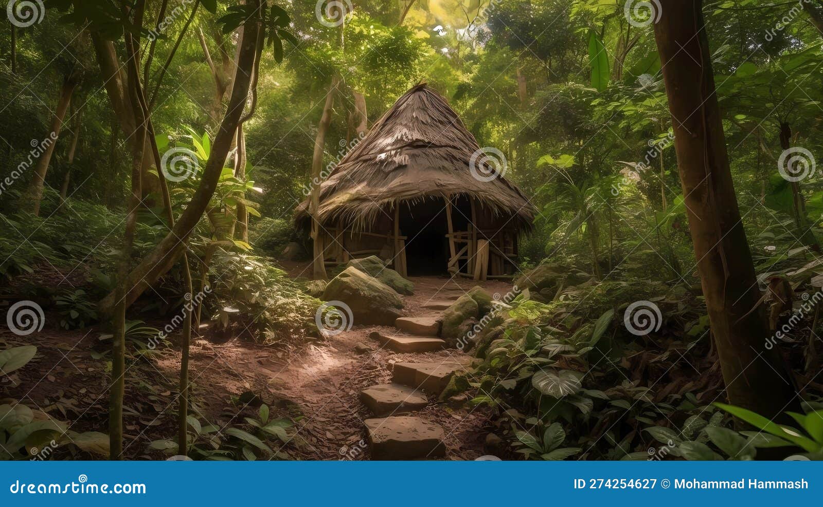 Jungle Hut, Made with Generative AI Stock Illustration - Illustration ...