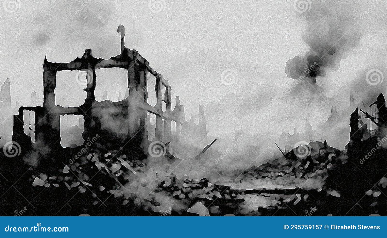 Ruins in the Aftermath of War Stock Illustration - Illustration of ...