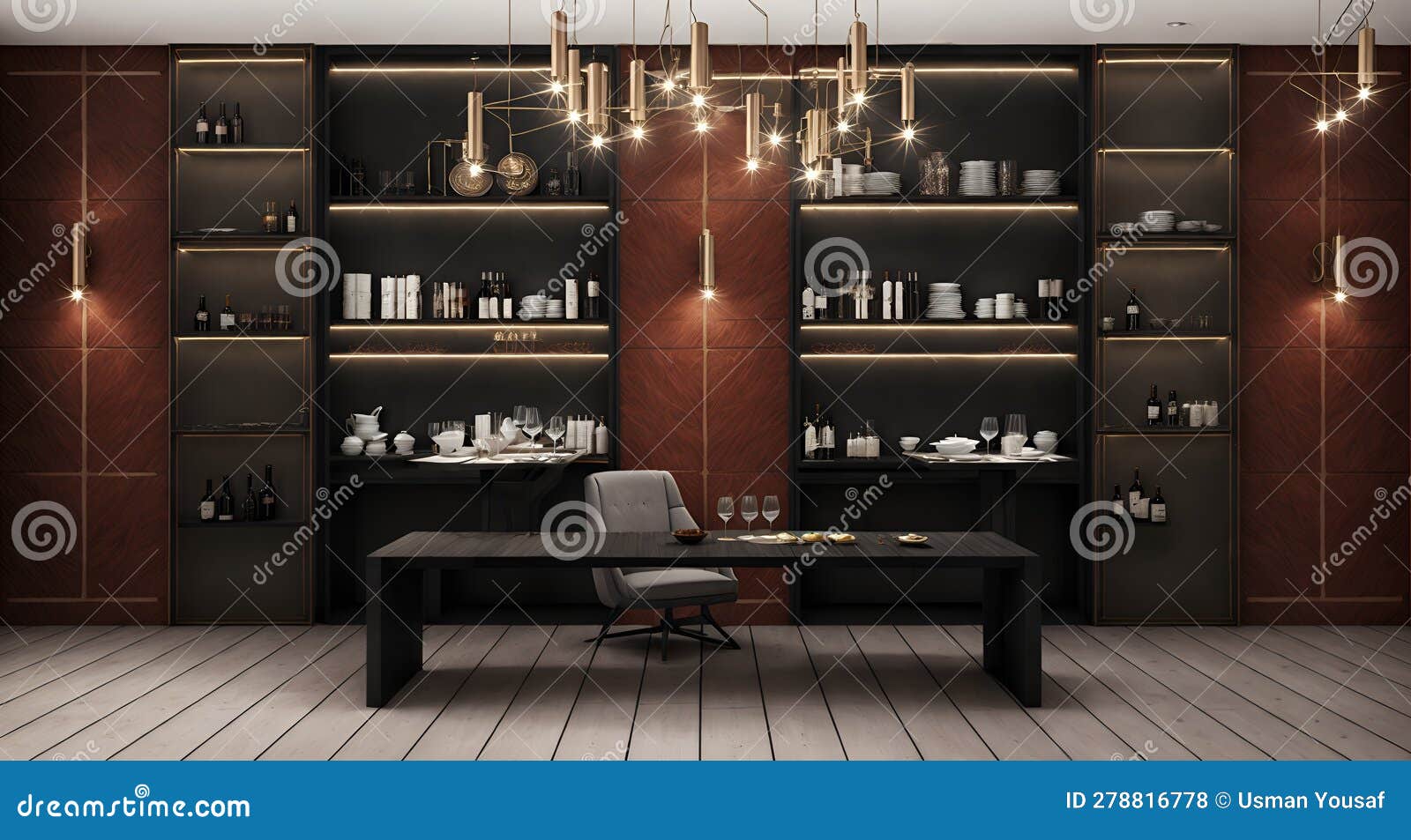 Ai Generated a Modern Dining Room with a Sleek Table and Chairs Stock Illustration ...