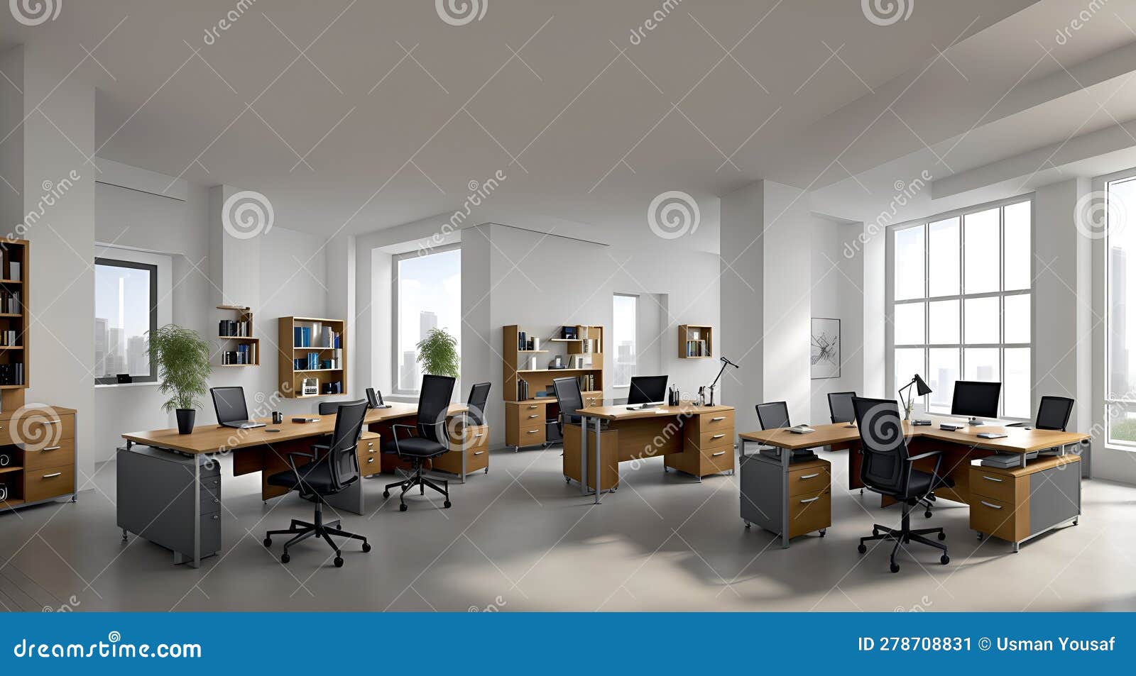 Ai Generated a Modern Office Space with Rows of Desks and Comfortable ...