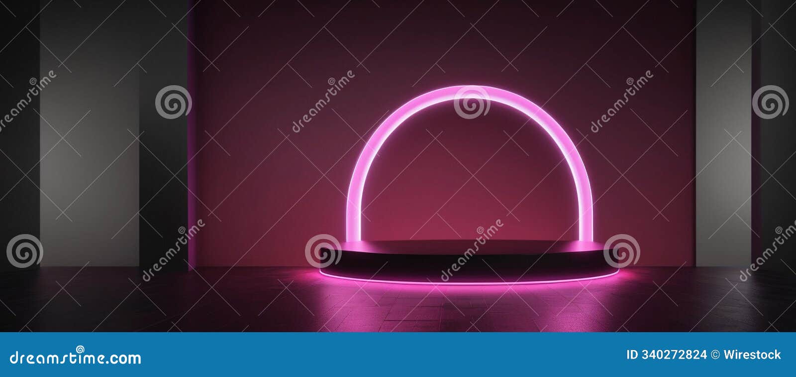 Modern Stage with Neon Pink Lighting Stock Illustration - Illustration ...