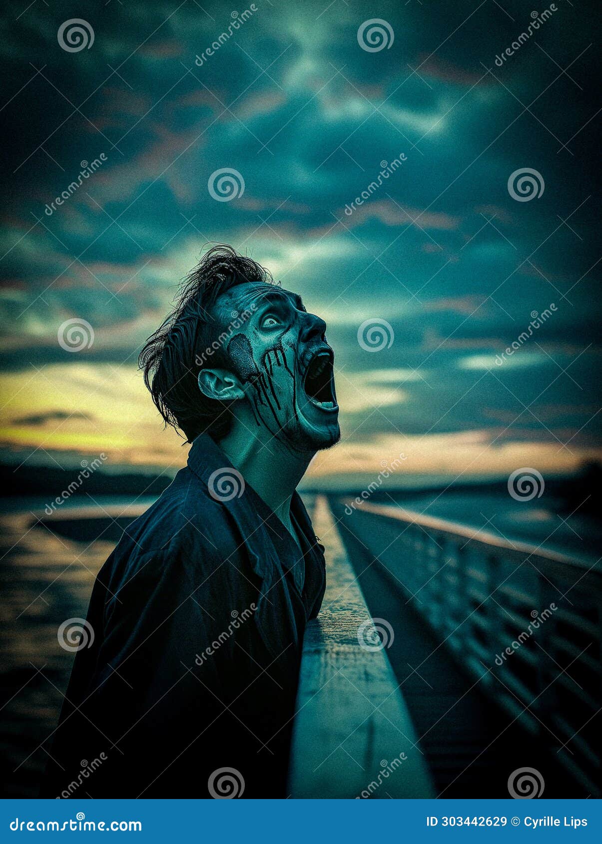AI-Generated Modern Twist on Munch S Scream: Man Screaming on a Bridge ...