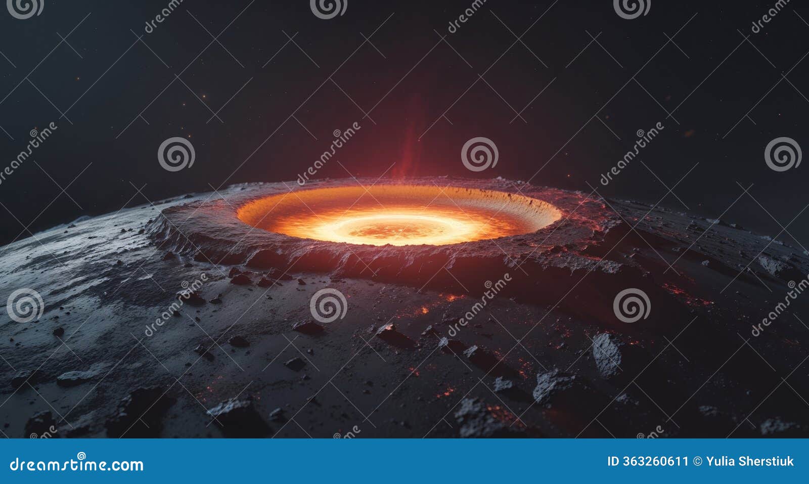 Molten Core Glowing within Dark Planetary Sphere. Stock Image - Image ...