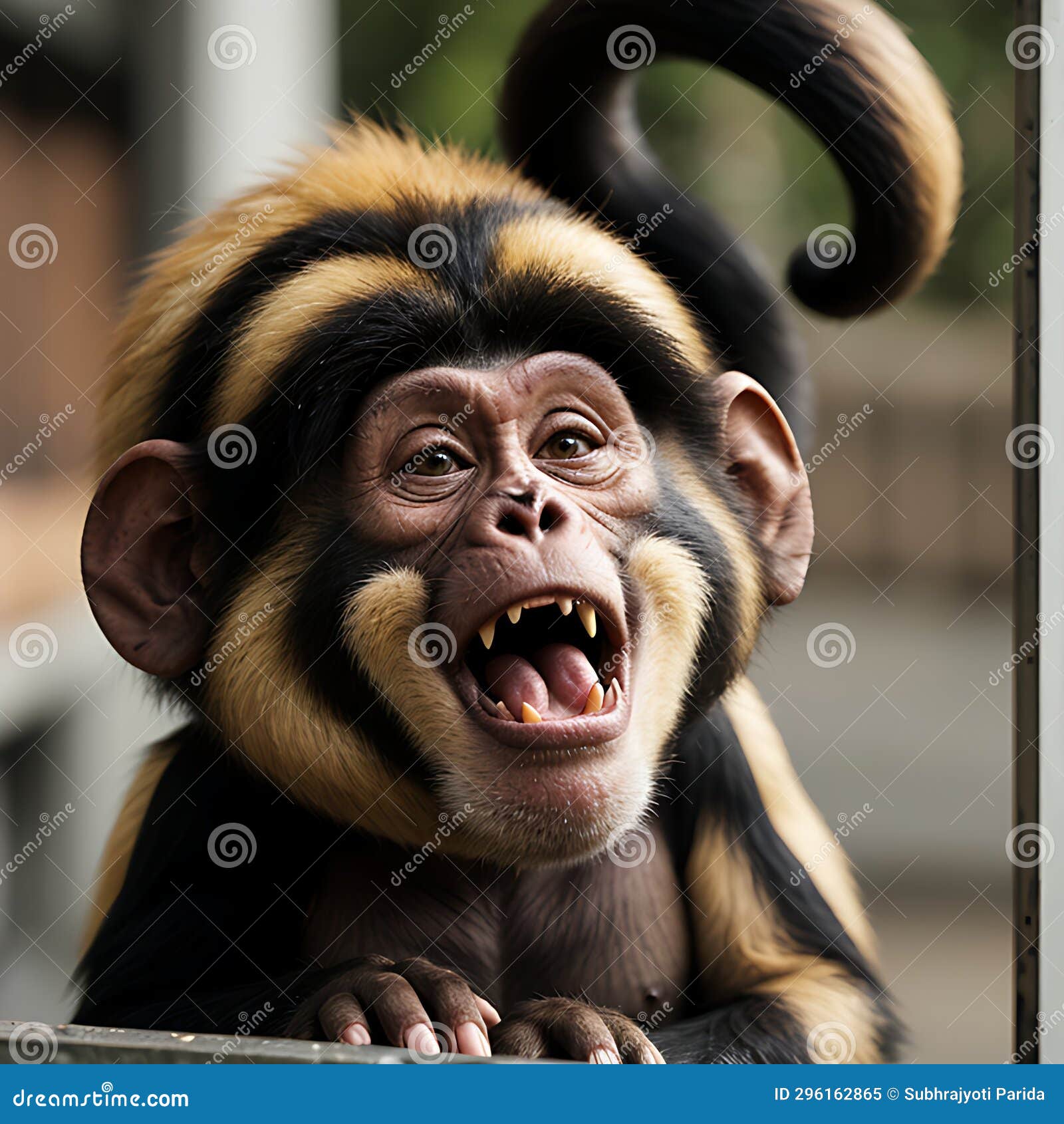 An AI Generated Monkey with a Laughing Expression Stock Illustration ...